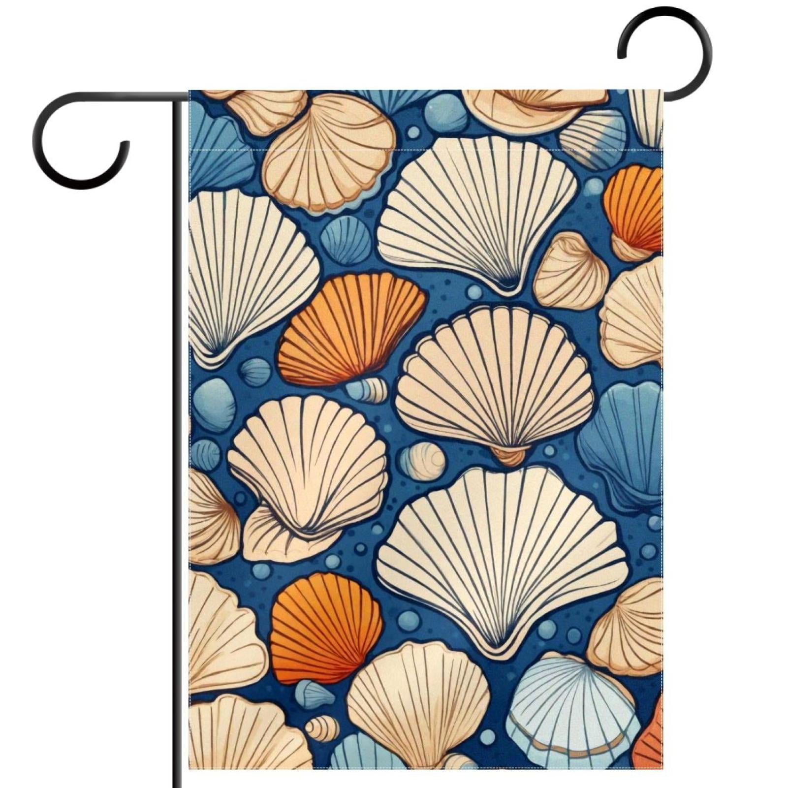 Seashell Seamless Pattern Double Sided Garden Flag Decorative Weather ...