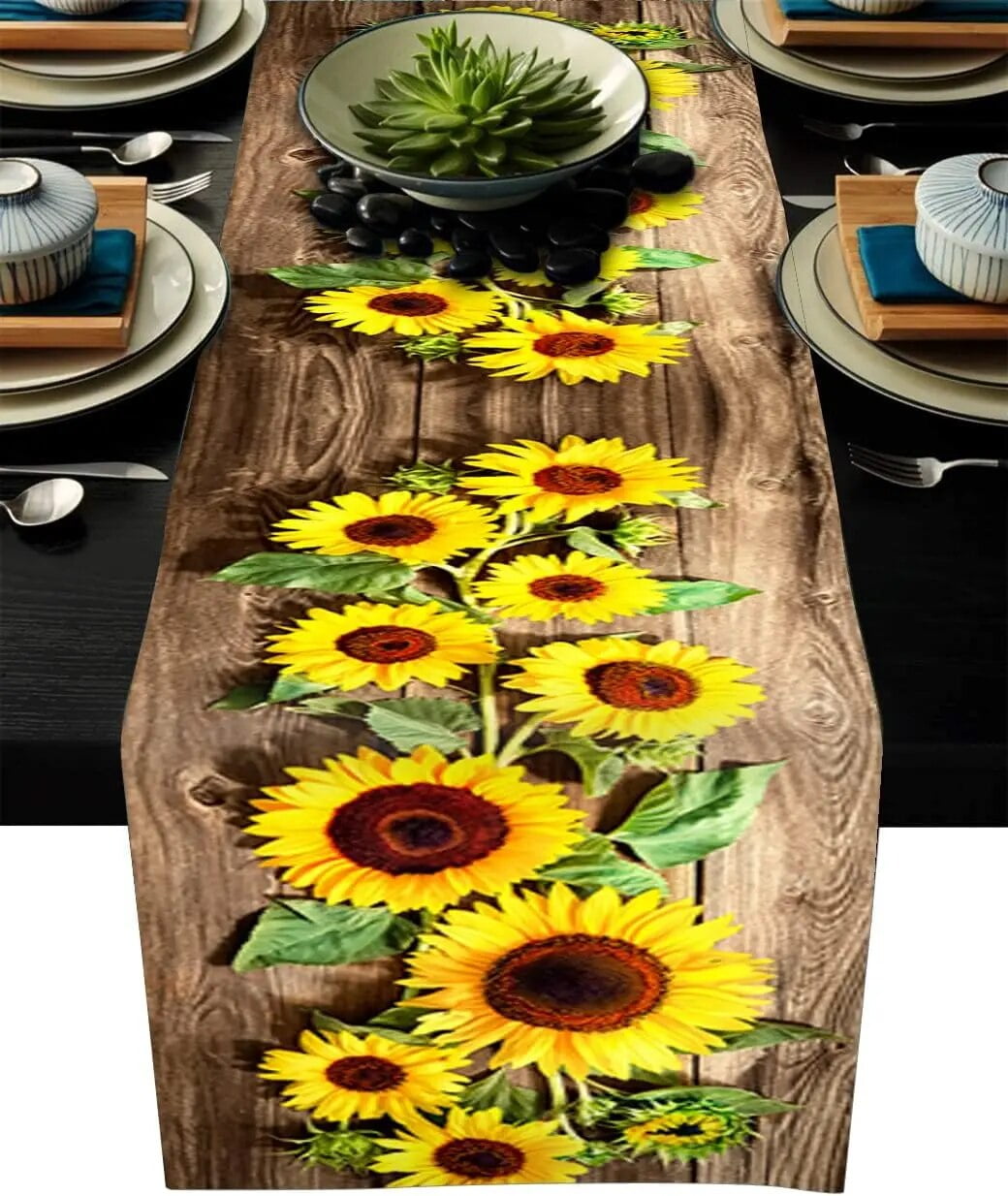 Seashell Seascape Art Pattern Linen Table Runner Dresser Scarf Table ...