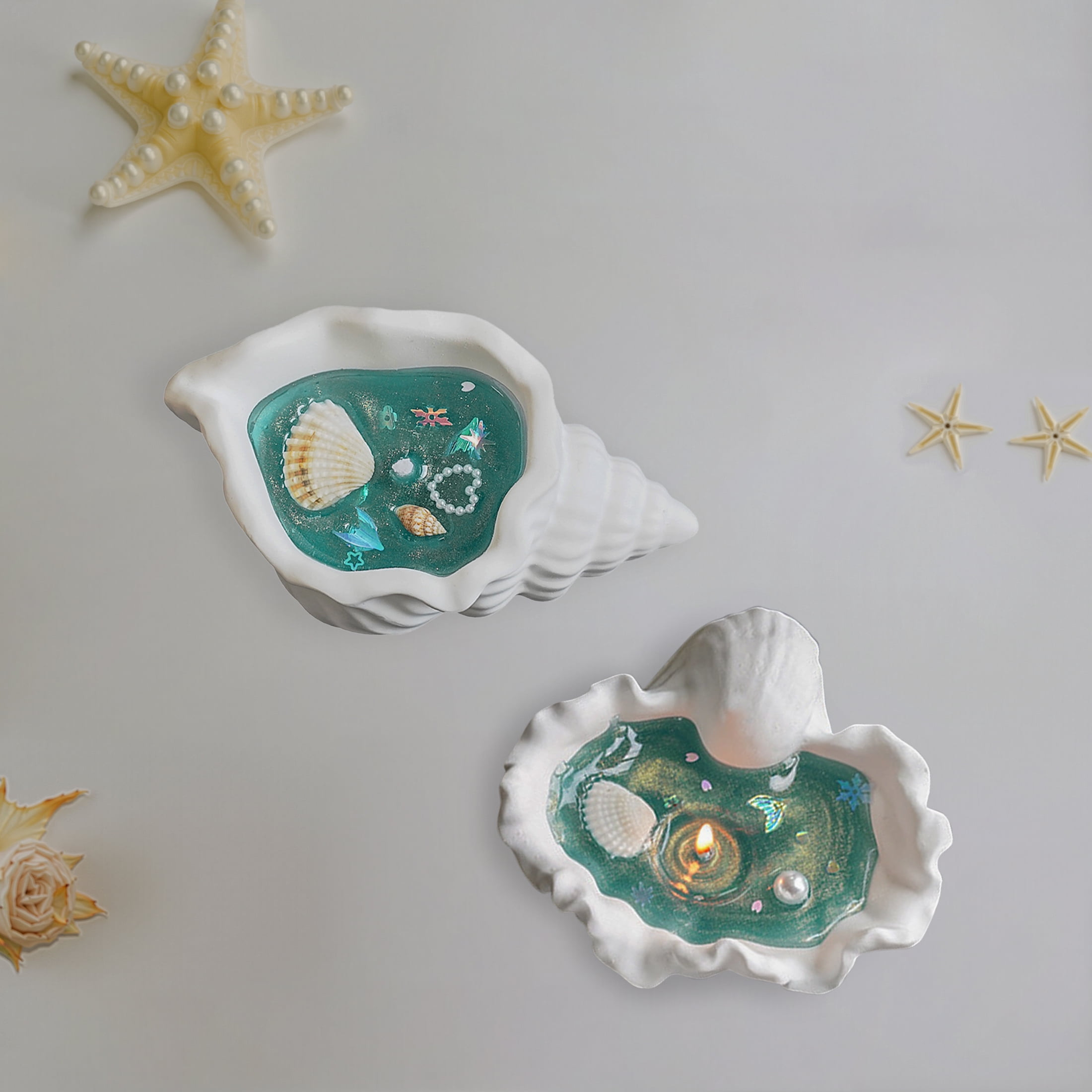 Seashell Shaped Ocean Scented Candle Set – Handmade Coastal Candles ...