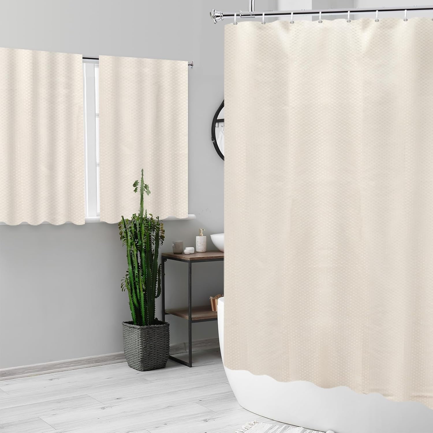 Seashell Shower Curtain with Window Curtain Sets 2 Pcs, Nautical ...