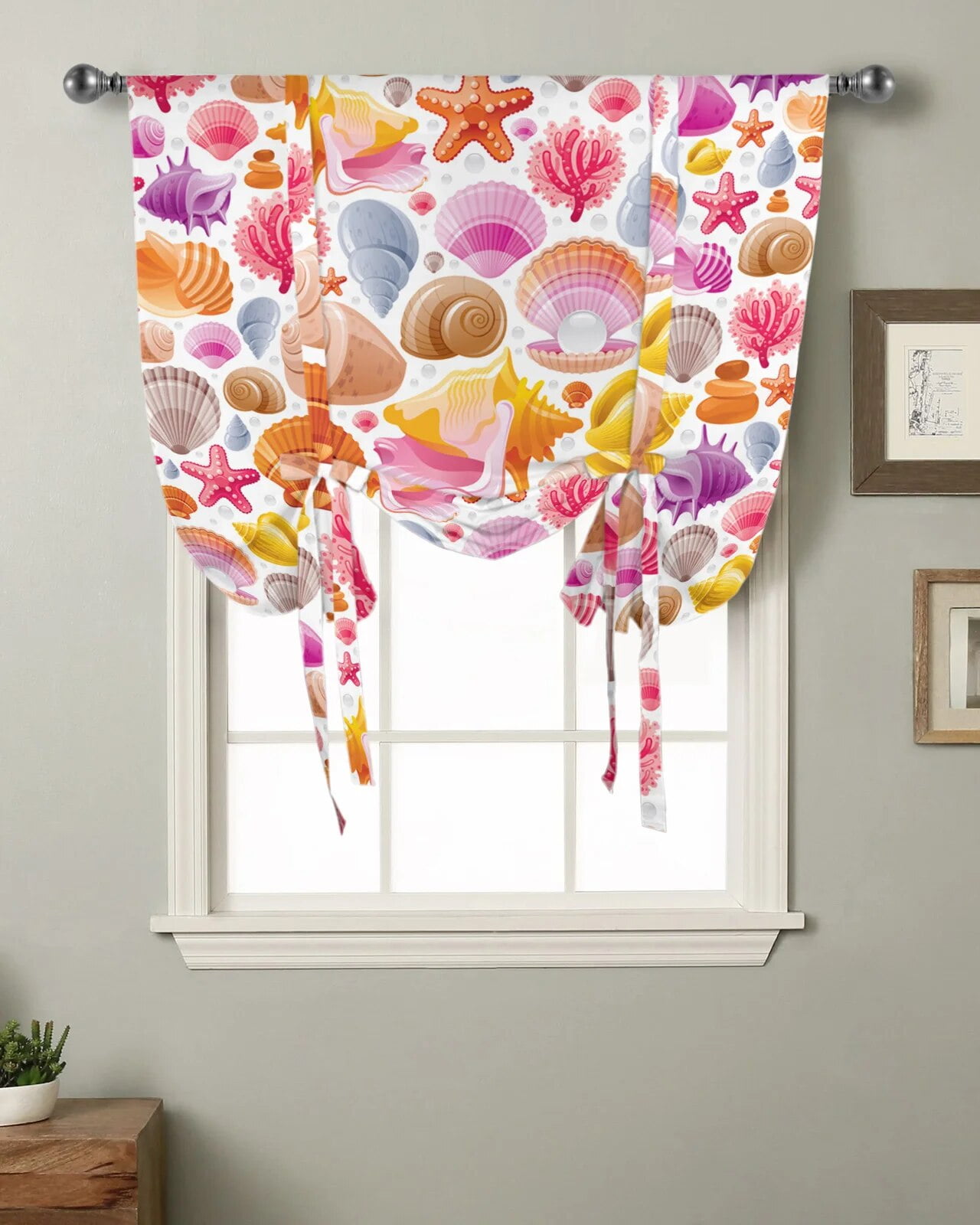Seashell Star Coral Window Curtain for Living Room Roman Curtains for ...