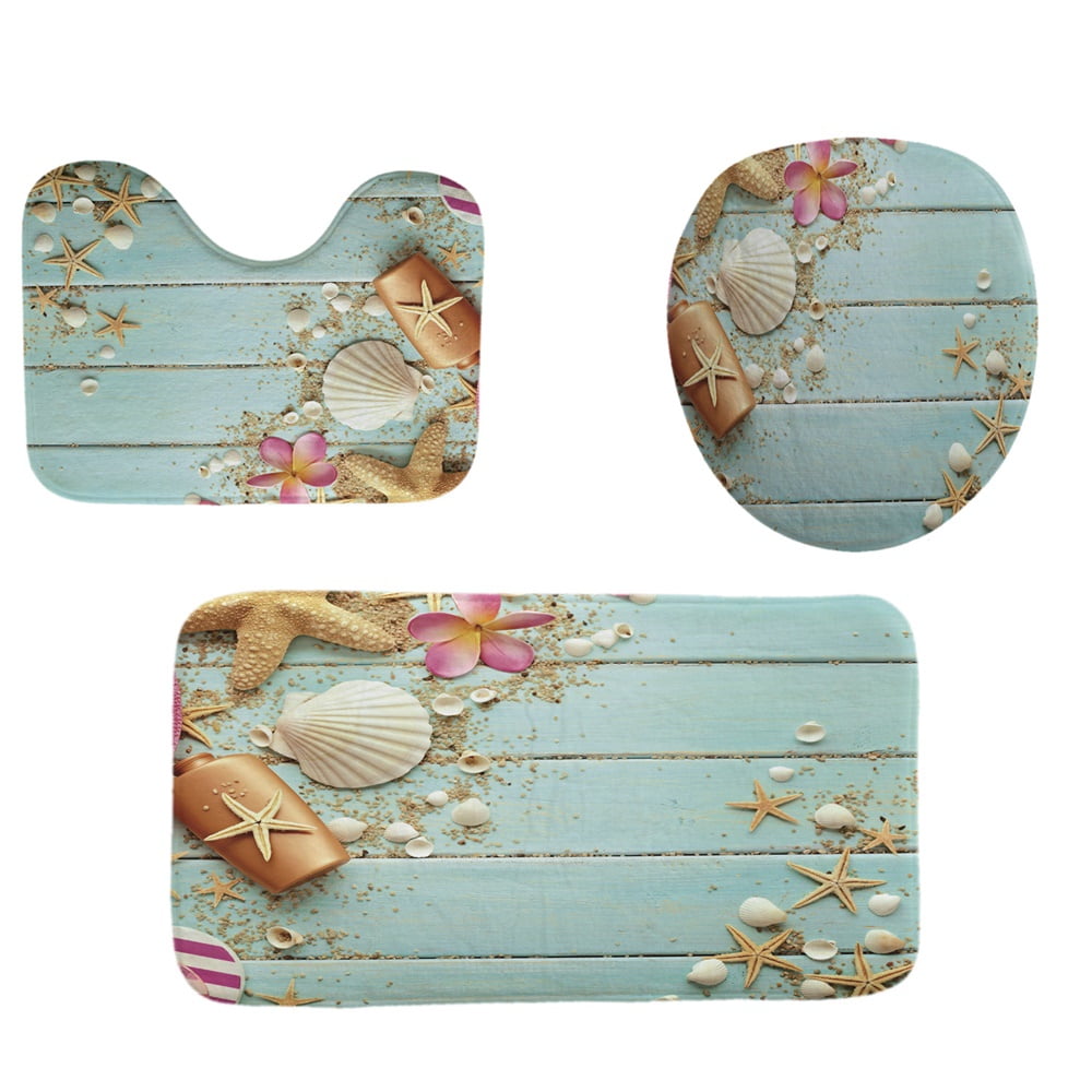 Seashell Star Shower Curtain Set l Fishnet Vintage Blue Deck Beach ...