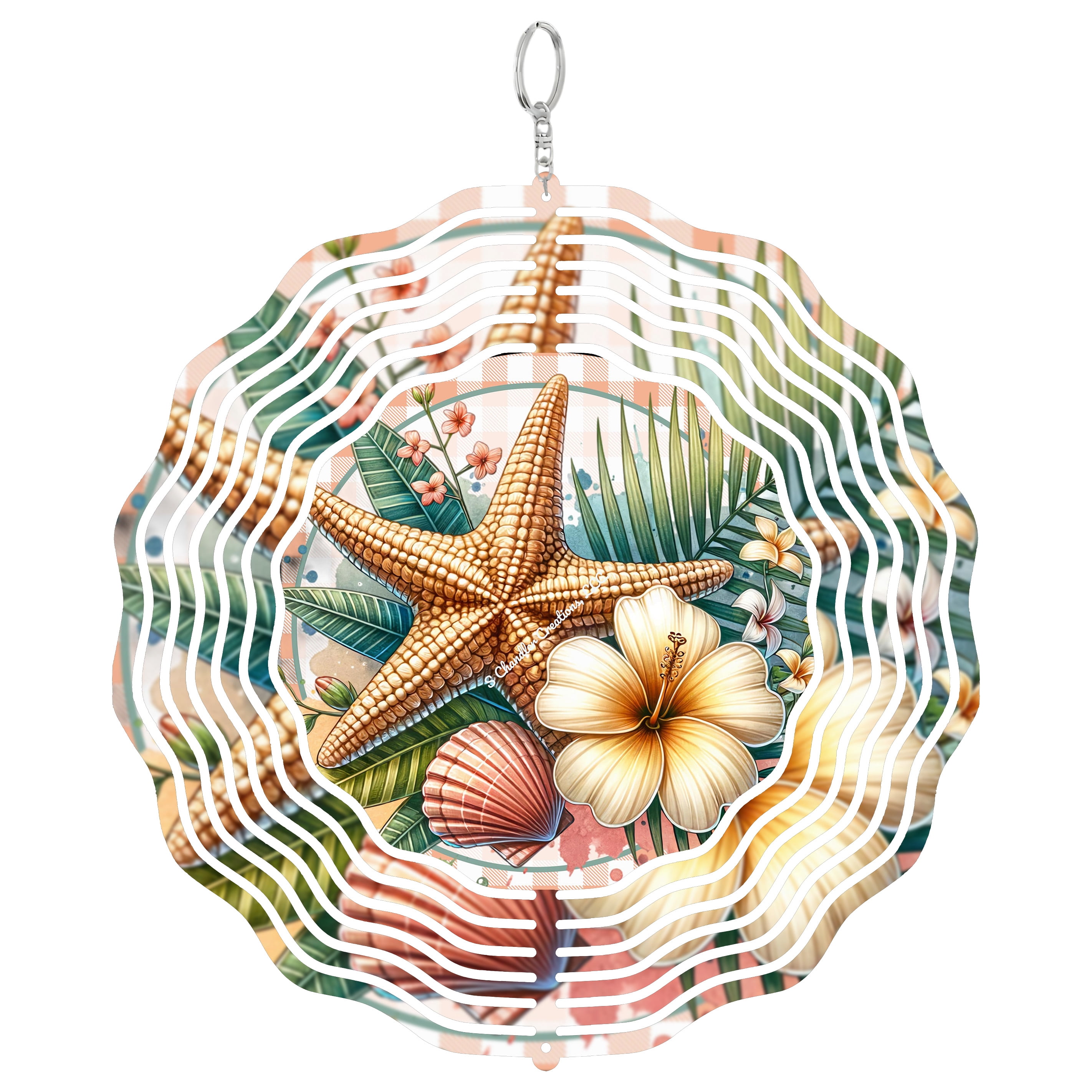 Seashell Starfish Beach 3D Wind Spinner, Summer Coastal Metal Ornament ...