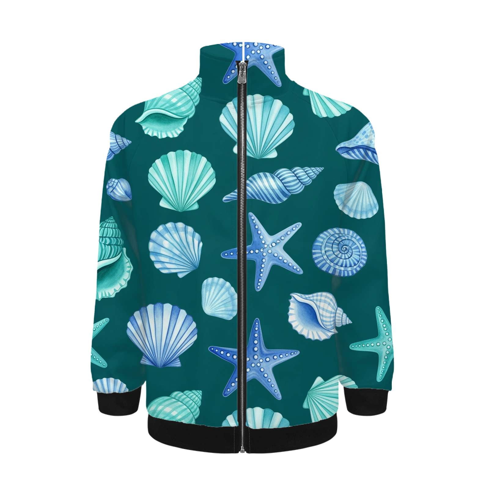 Seashell Starfish Pattern Jacket Men's Street Cool Long Sleeves Coat Personality Tops Oversized ...