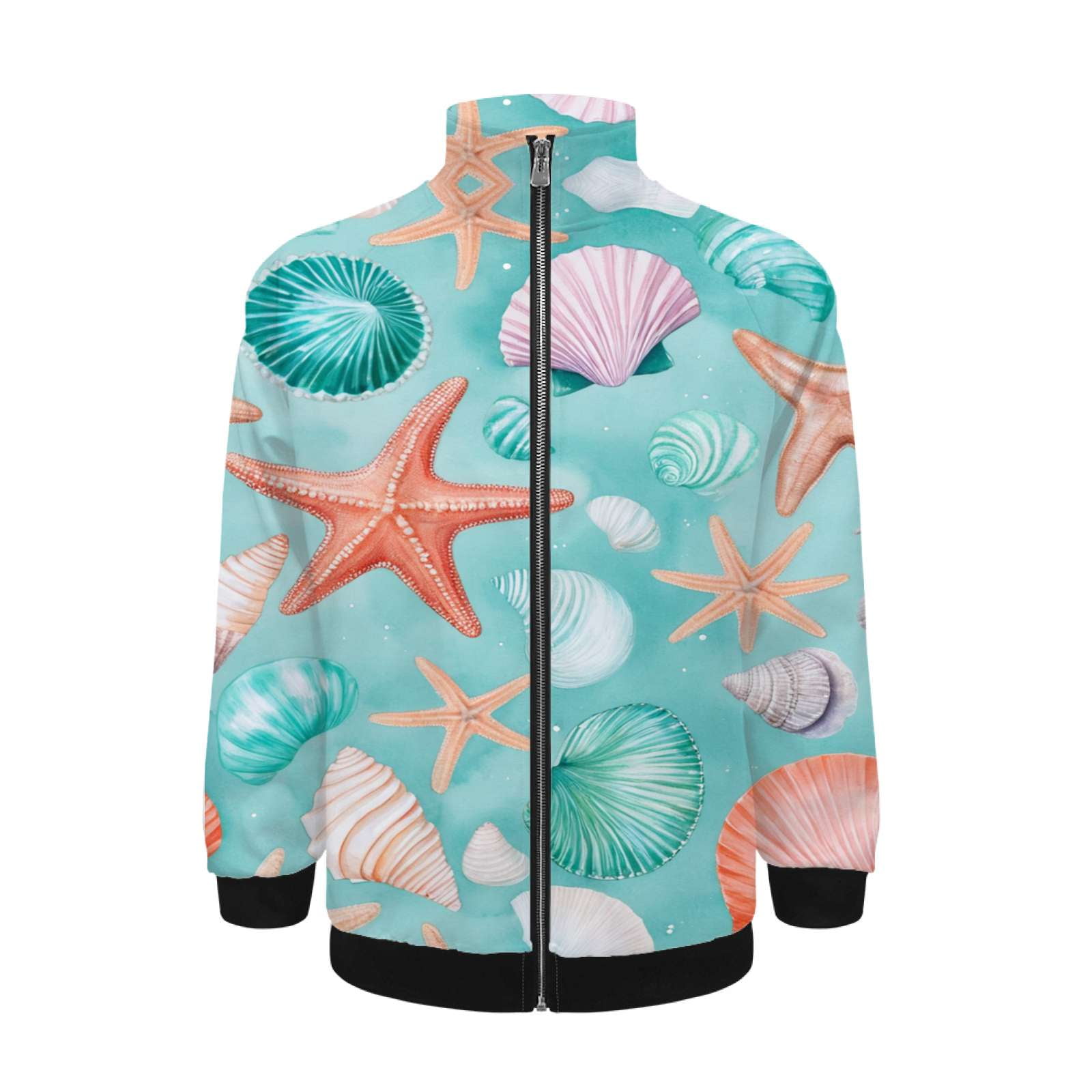 Seashell Starfish Pattern Jacket Men's Street Cool Long Sleeves Coat Personality Tops Oversized ...