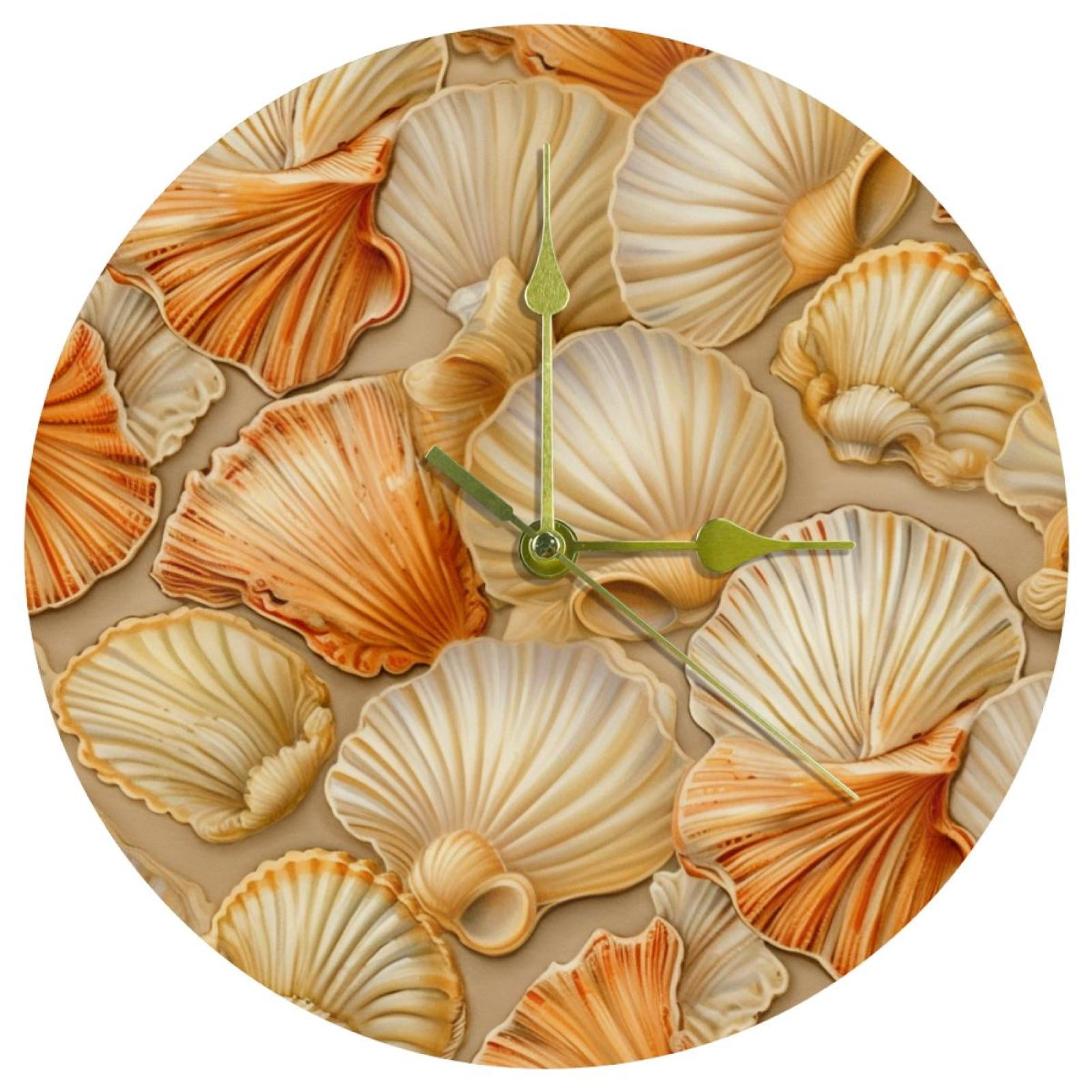 Seashell Stylish Acrylic Circular Wall Clock - Modern Design for Home ...