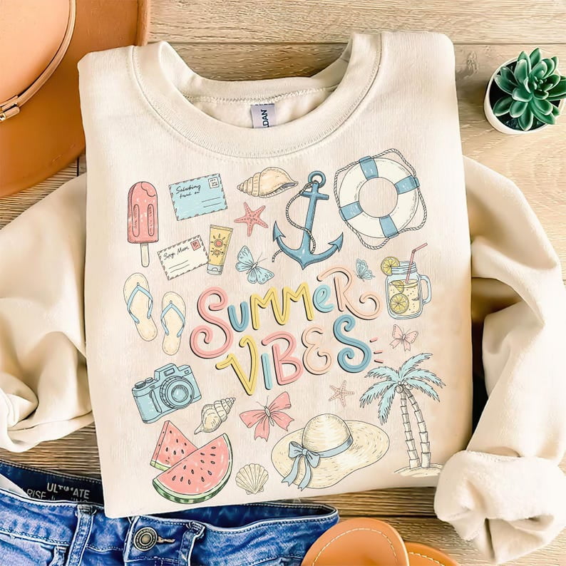 Seashell Sweatshirt, Coquette Beach Shirt, Retro Coastal Summer ...