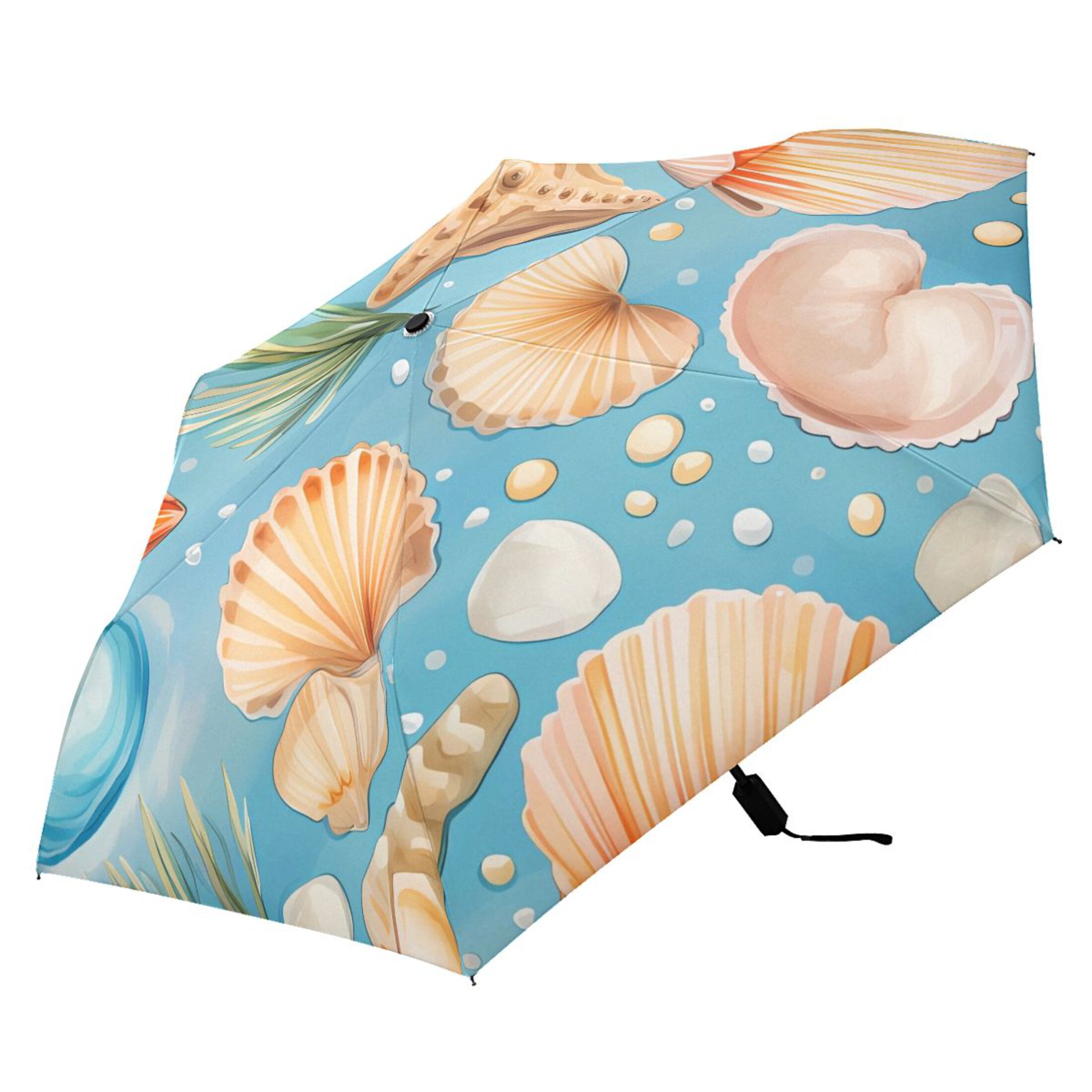 Seashell and Seastars Compact Folding Umbrella for Rain Windproof ...
