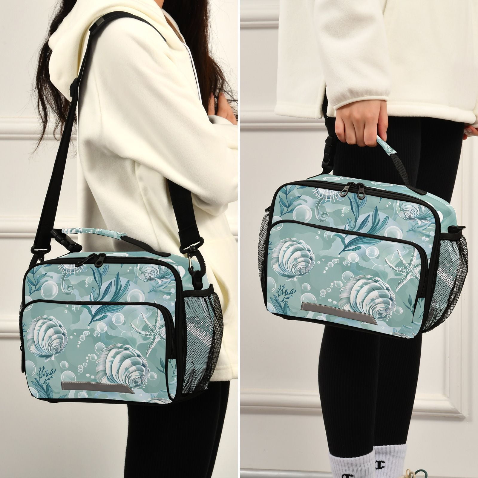 Seashells Algae Bubbles Lunch Bag Cooler Bag Cooling Tote Portable ...