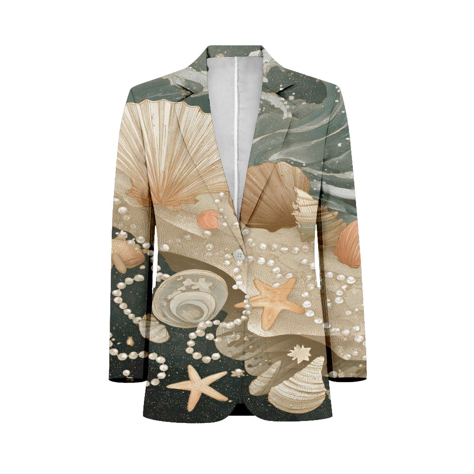 Seashells And Pearls Pattern Mens Suits Shawl Collar Slim Fit Suit Mens ...