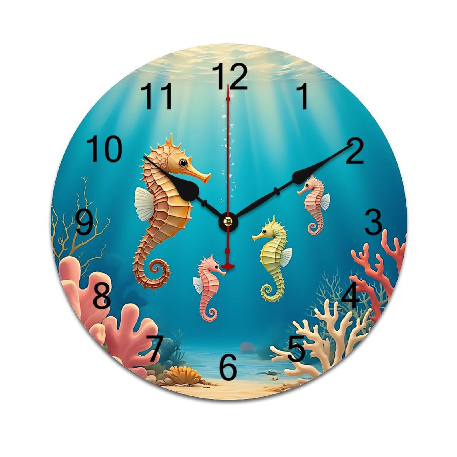 Seashells And Starfish Dolphins Jumping Word Saying Big Wall Clock Home ...