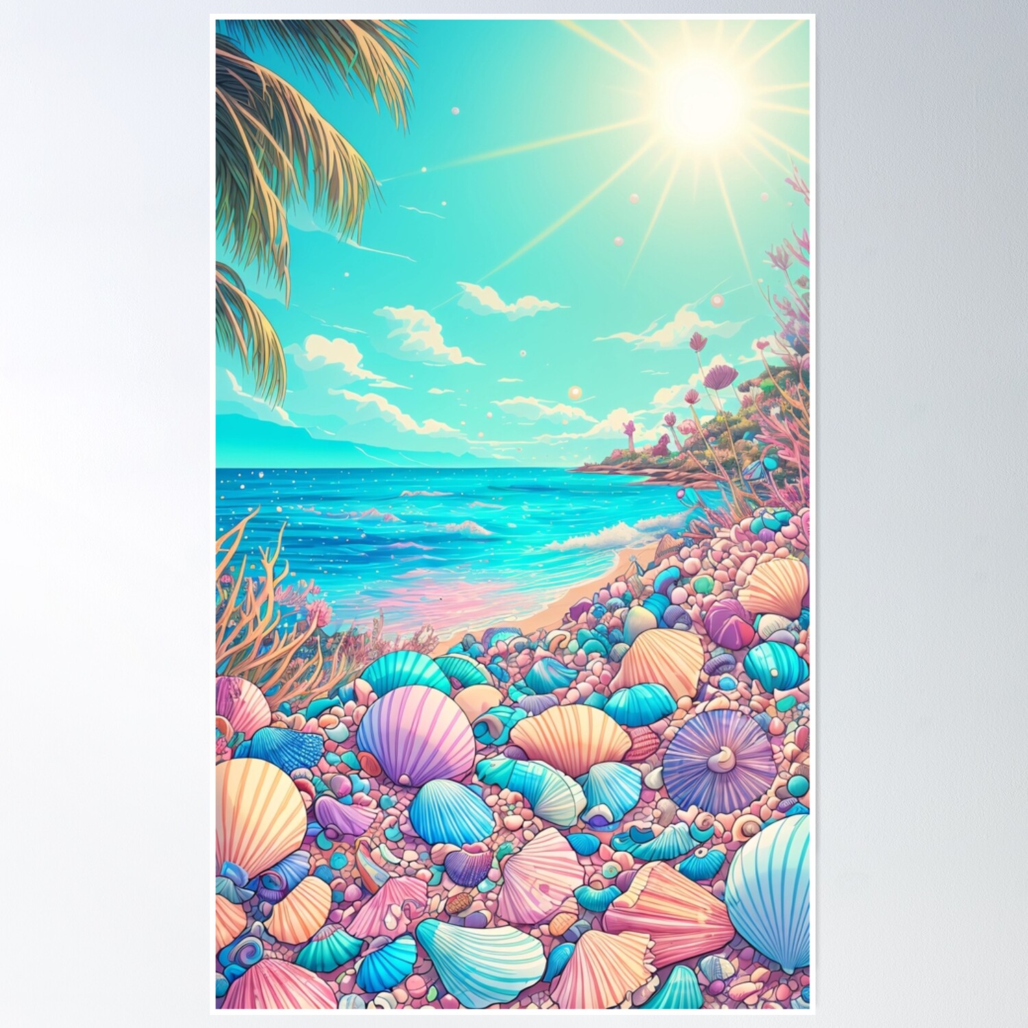 Seashells At The Beach Poster Wall Art, Modern Wall Decor, 8x12 ...