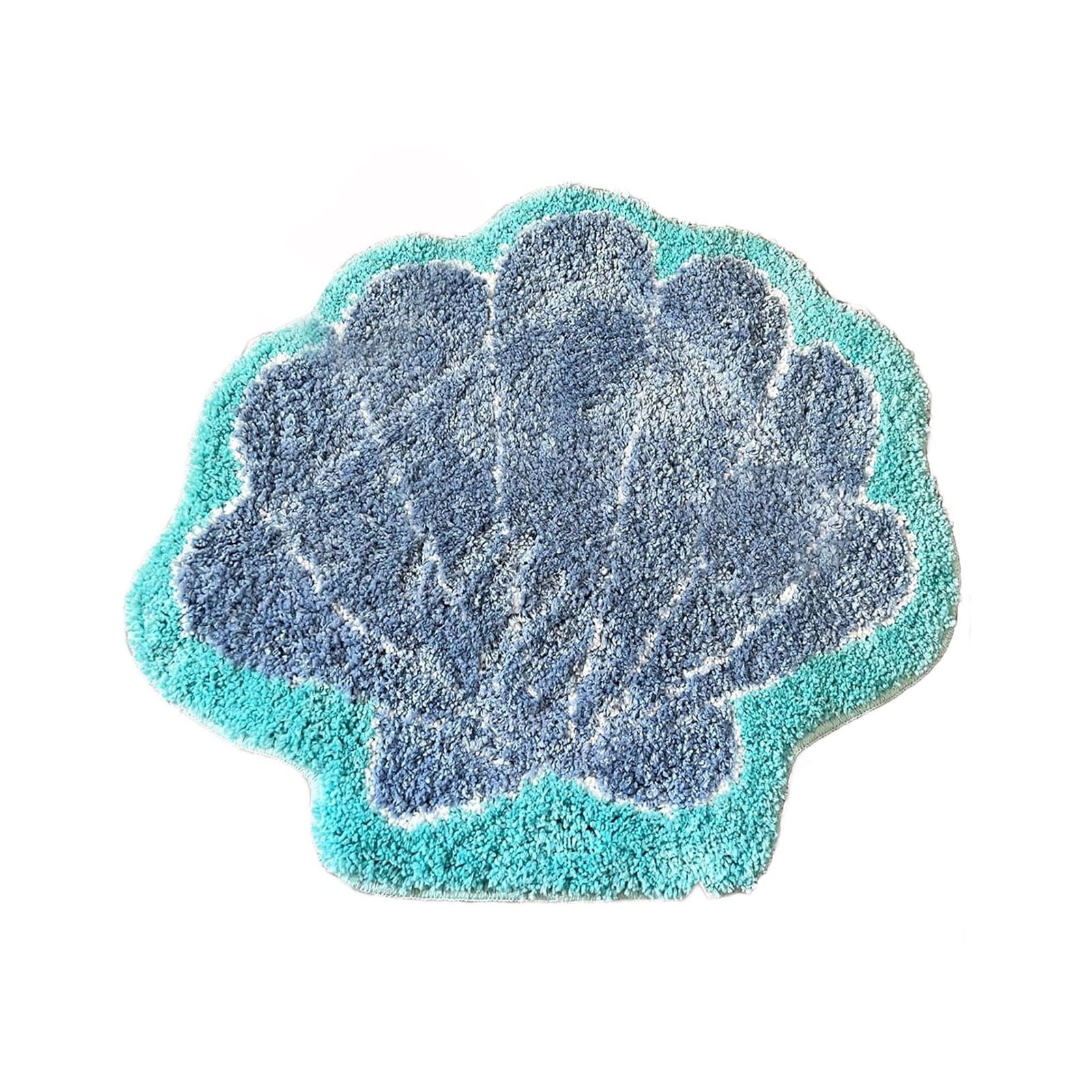 Seashells Bathroom Rug, Blue Bathroom Rugs, Ocean Decor Shell Bath Mat ...