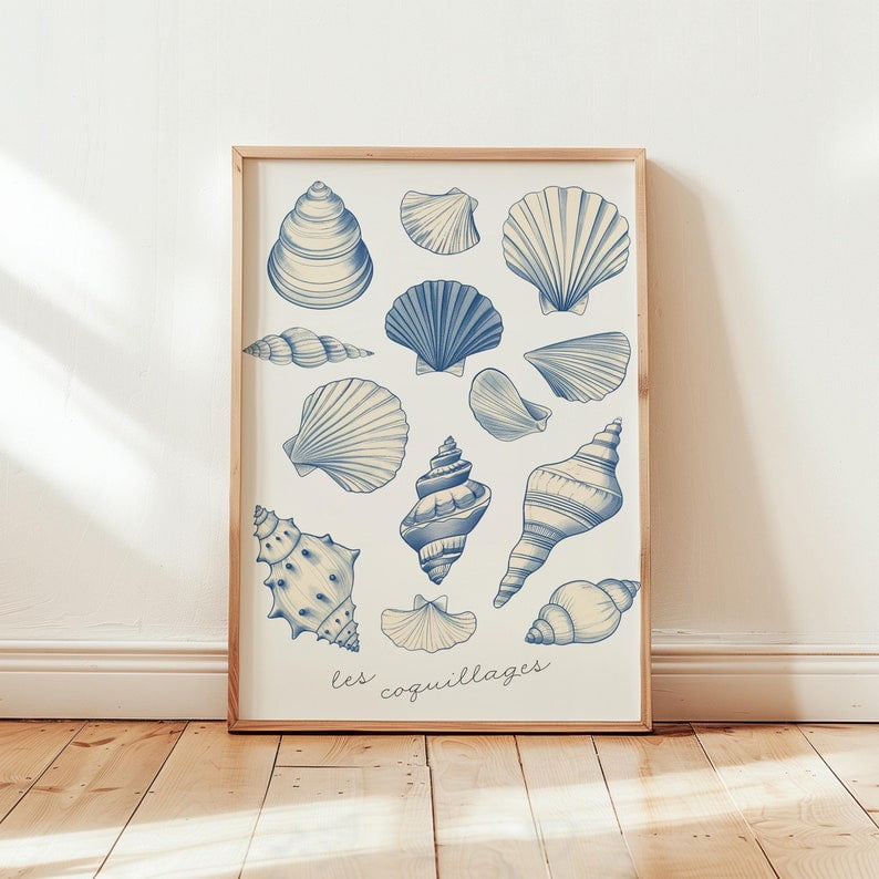 Seashells Coastal Wall Art Downloadable Prints With Ocean Wall Art ...