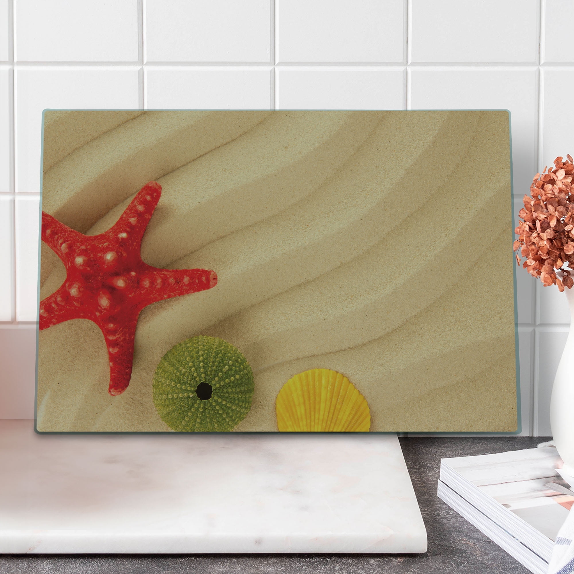Seashells Cutting Board, Sea Shells on Beach Caribbean Exotic Coastline ...
