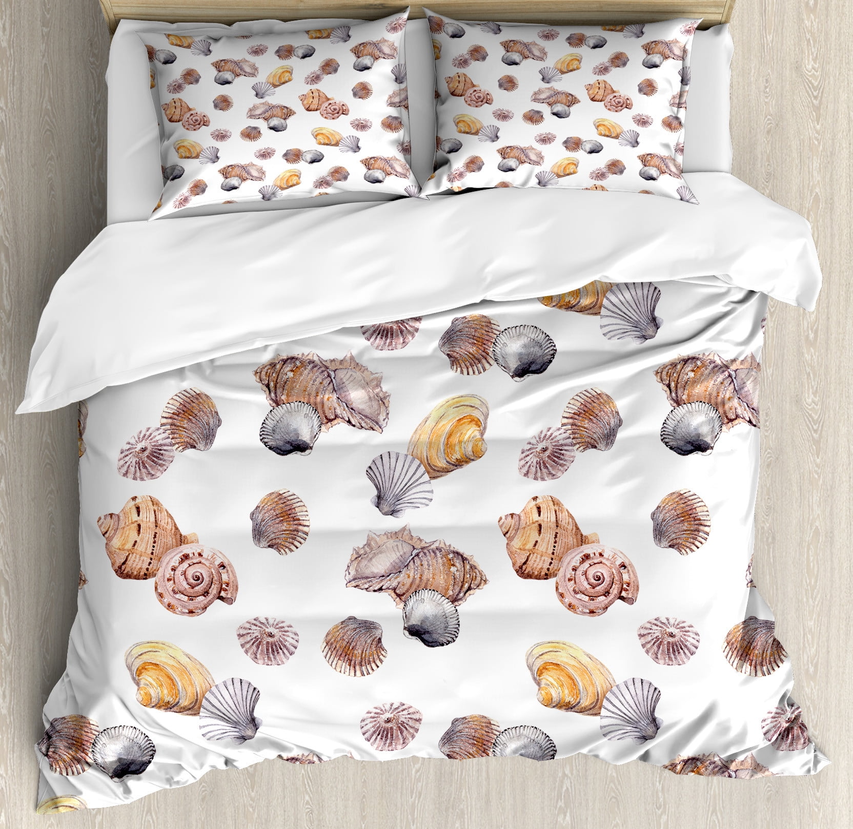 Seashells Duvet Cover Set, Shell Pattern Seashore Holiday Journey ...