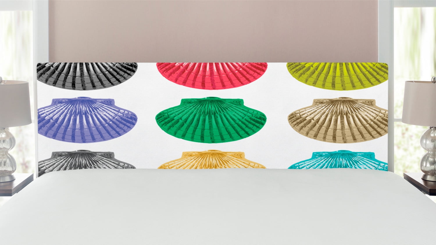 Seashells Headboard, Colorful Seashells Species Ocean Pop Art Style ...