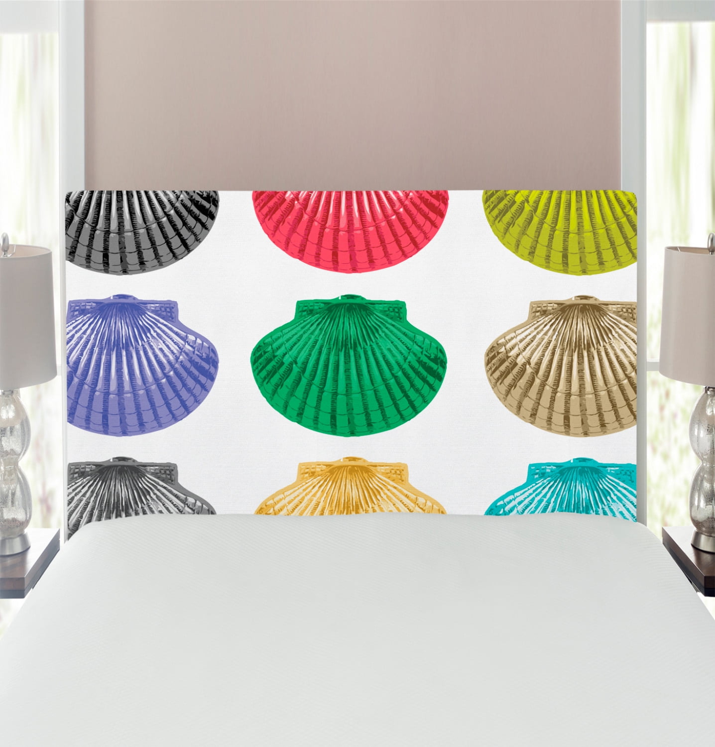 Seashells Headboard, Colorful Seashells Species Ocean Pop Art Style ...