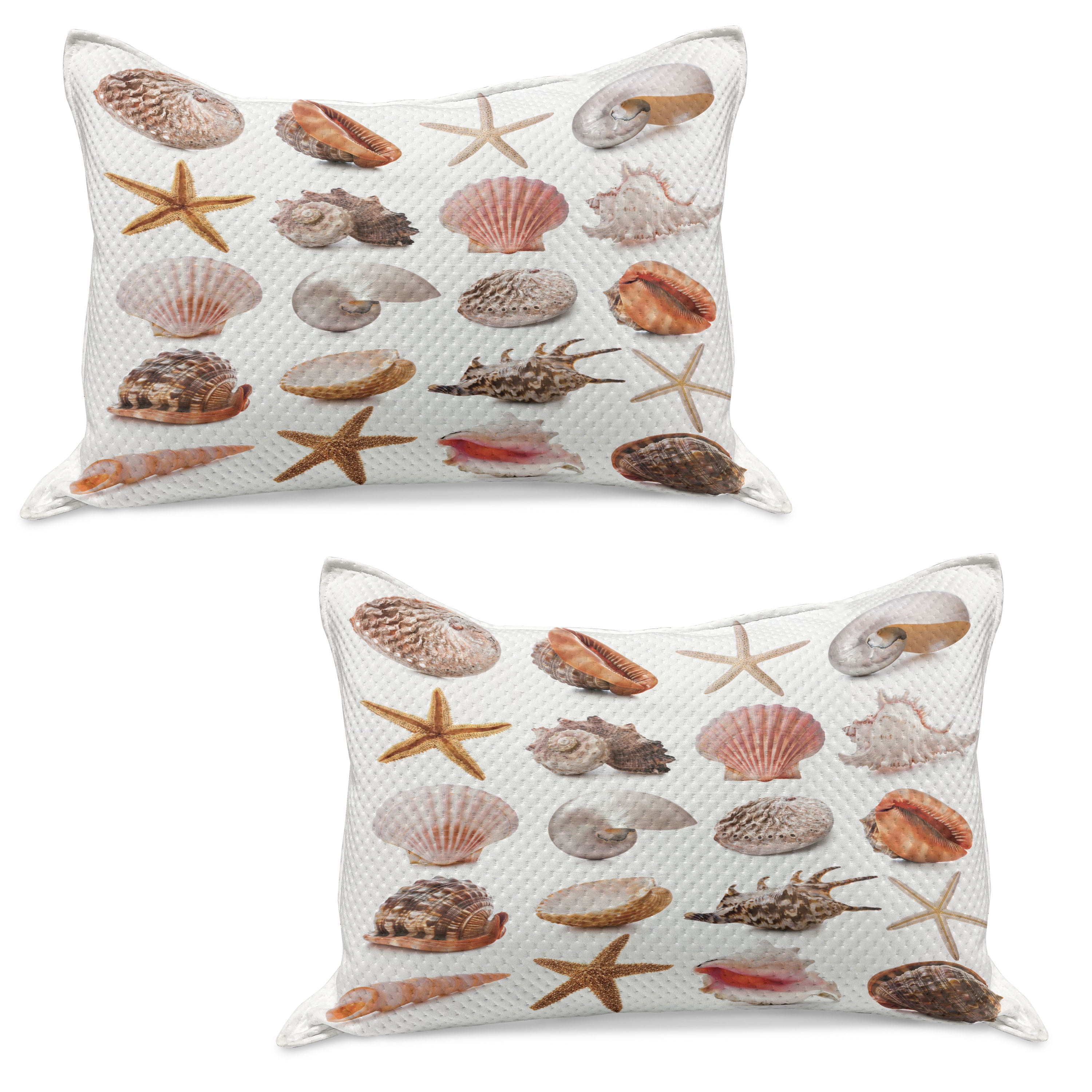 Seashells Knitted Quilt Pillowcover Set of 2, Seashell Pattern Scallop ...