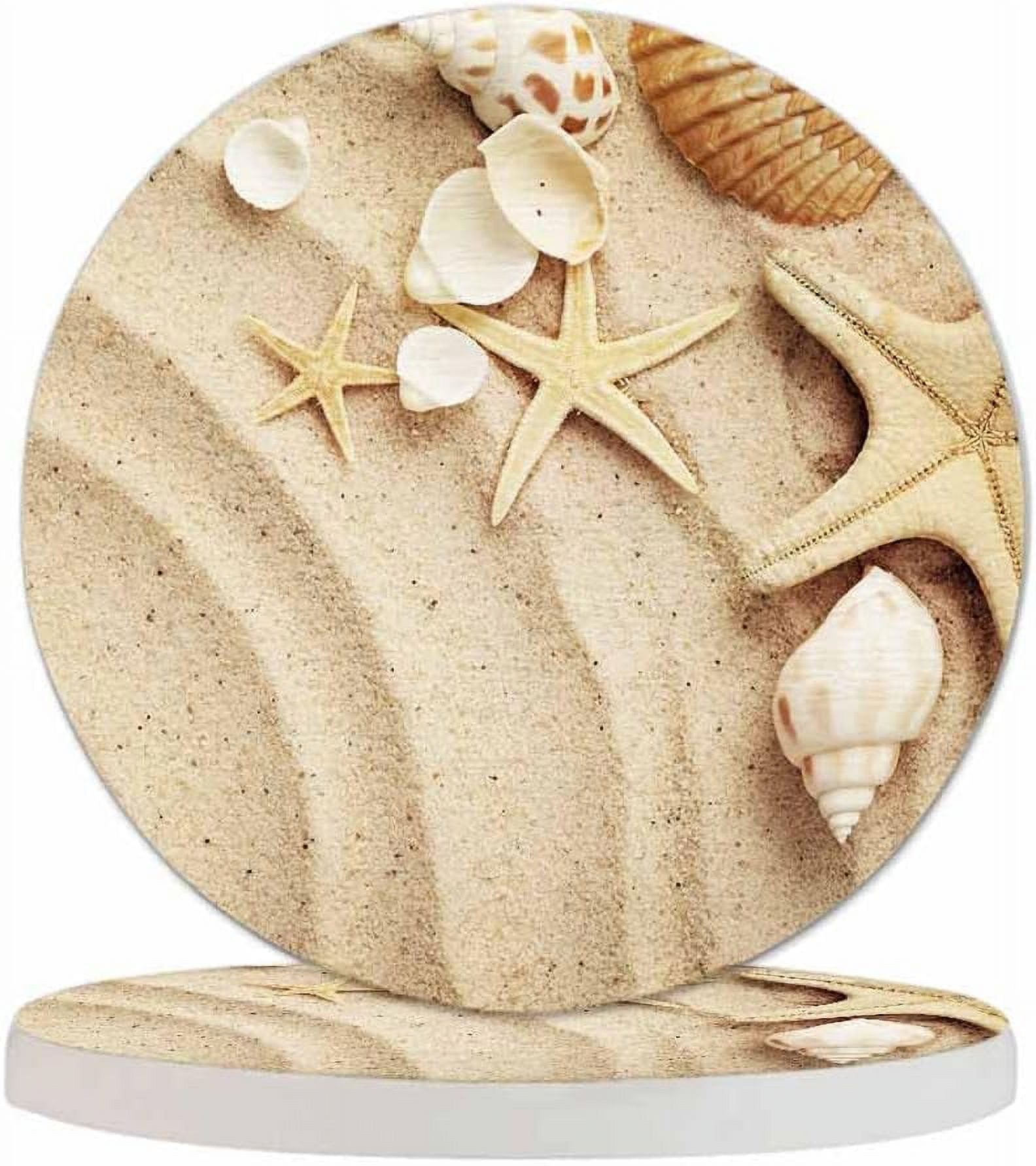 Seashells On Sand Coasters Set for Wood Table Summer Tropical Beach ...