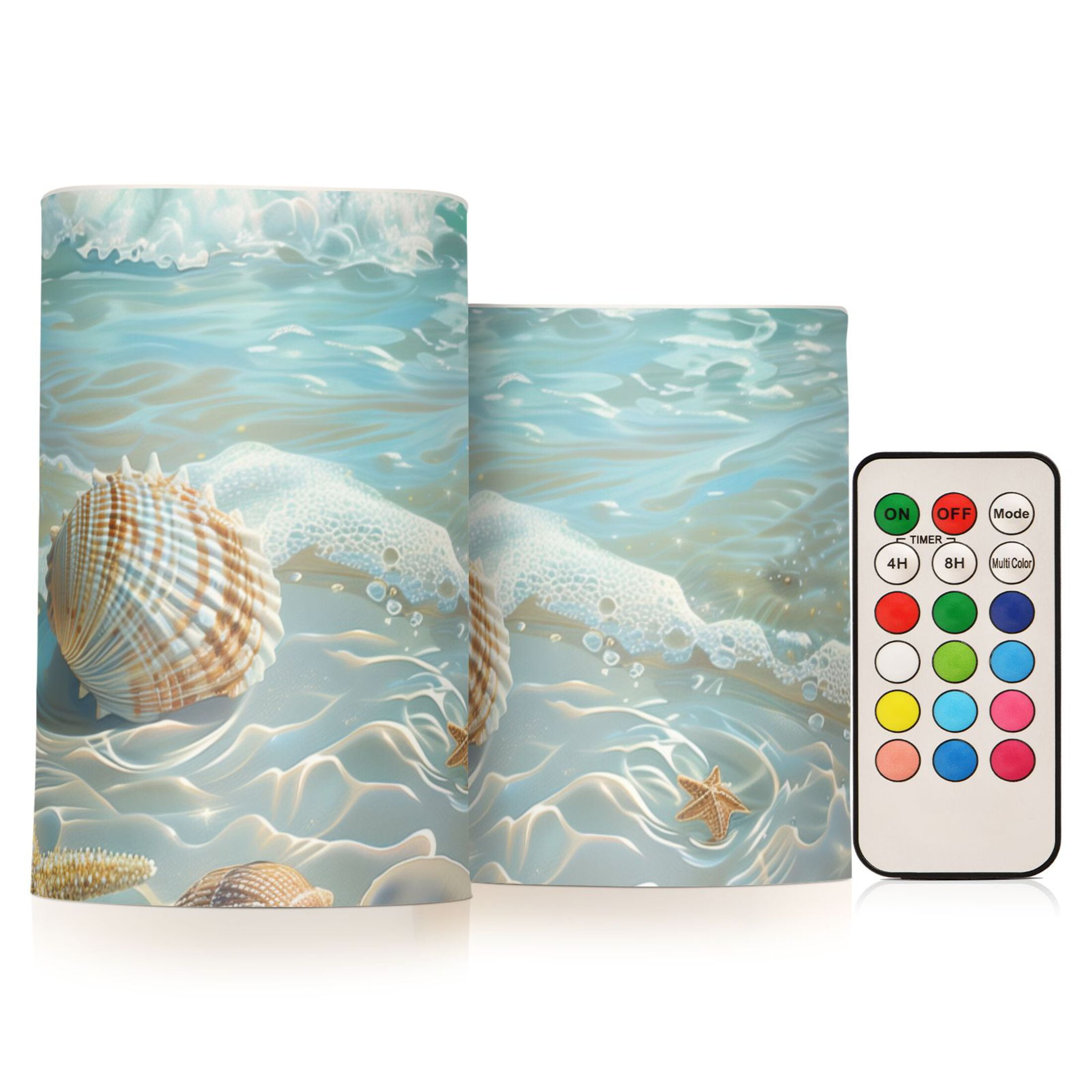 Seashells Sea Stars Beach Flameless Candles with Remote Timer LED ...
