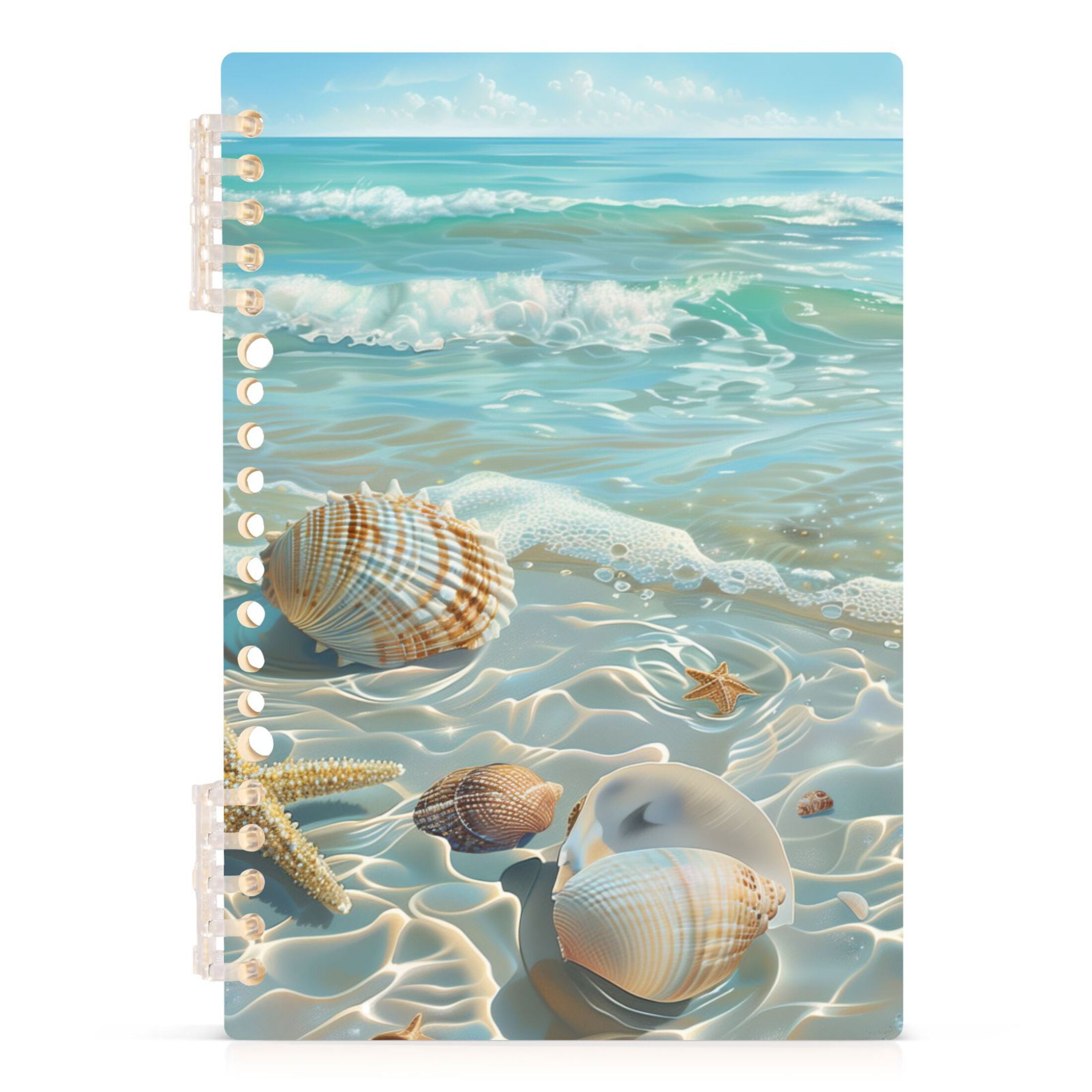 Seashells Sea Stars Beach Spiral Notebooks 60 Sheets 120 Pages A5 ...