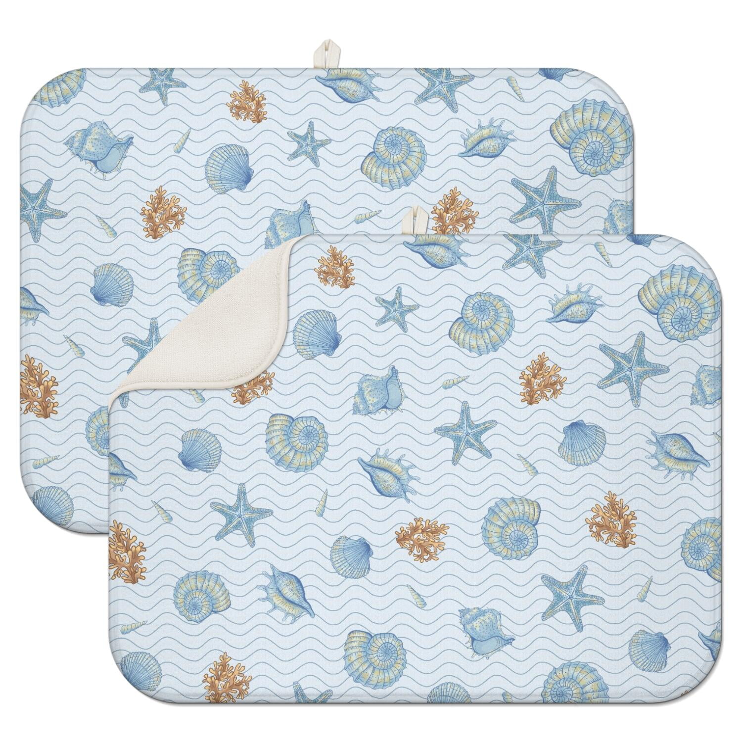 Seashells Seahorse Coffee Mat Nautical Ocean Marine Coral Tropical ...