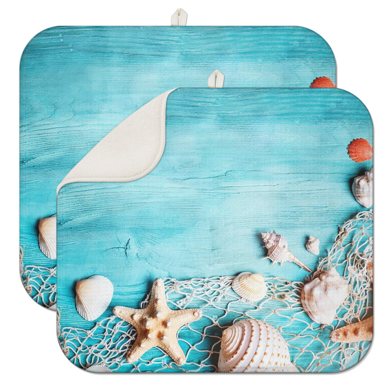Seashells Seahorse Coffee Mat Nautical Ocean Marine Coral Tropical ...