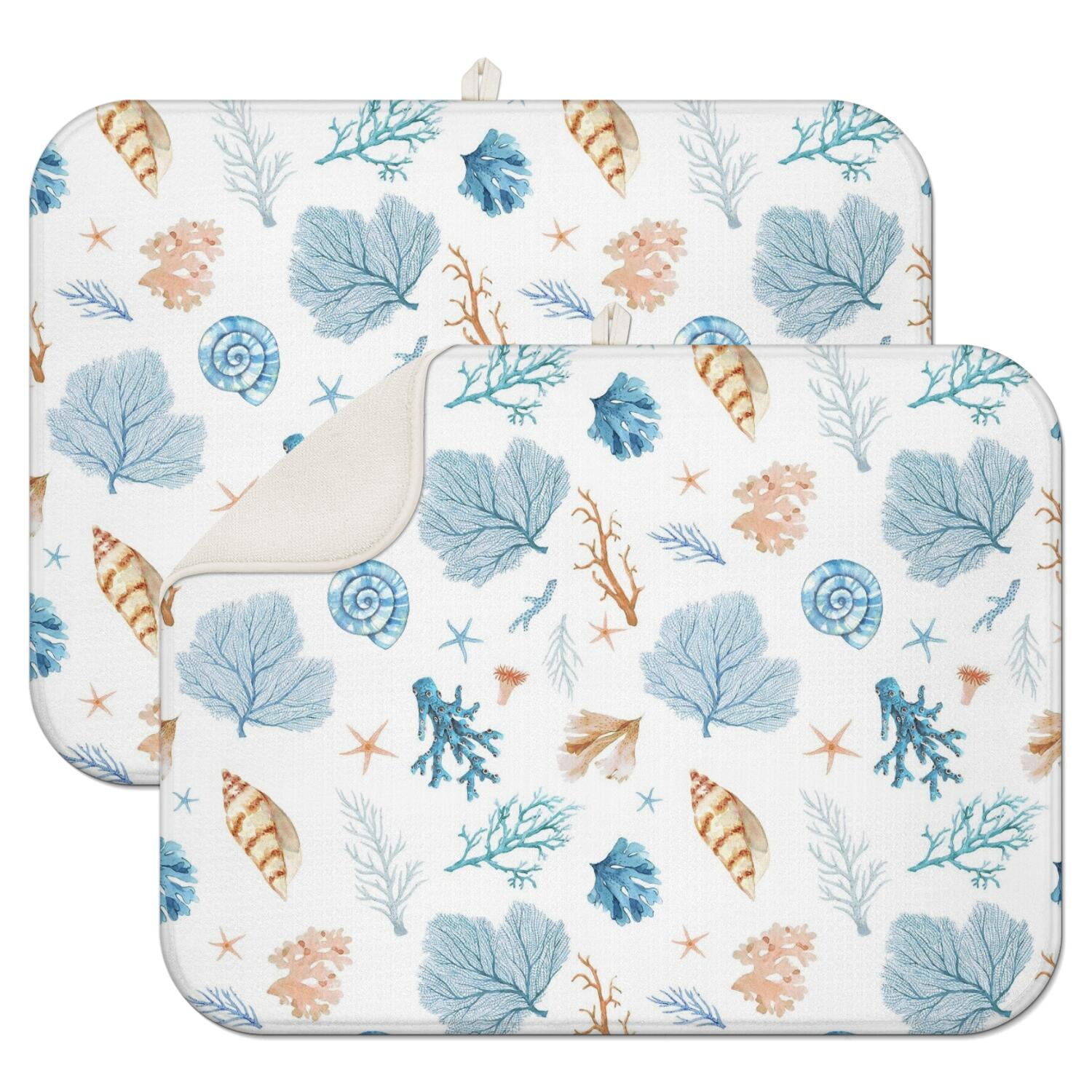 Seashells Seahorse Coffee Mat Nautical Ocean Marine Coral Tropical ...