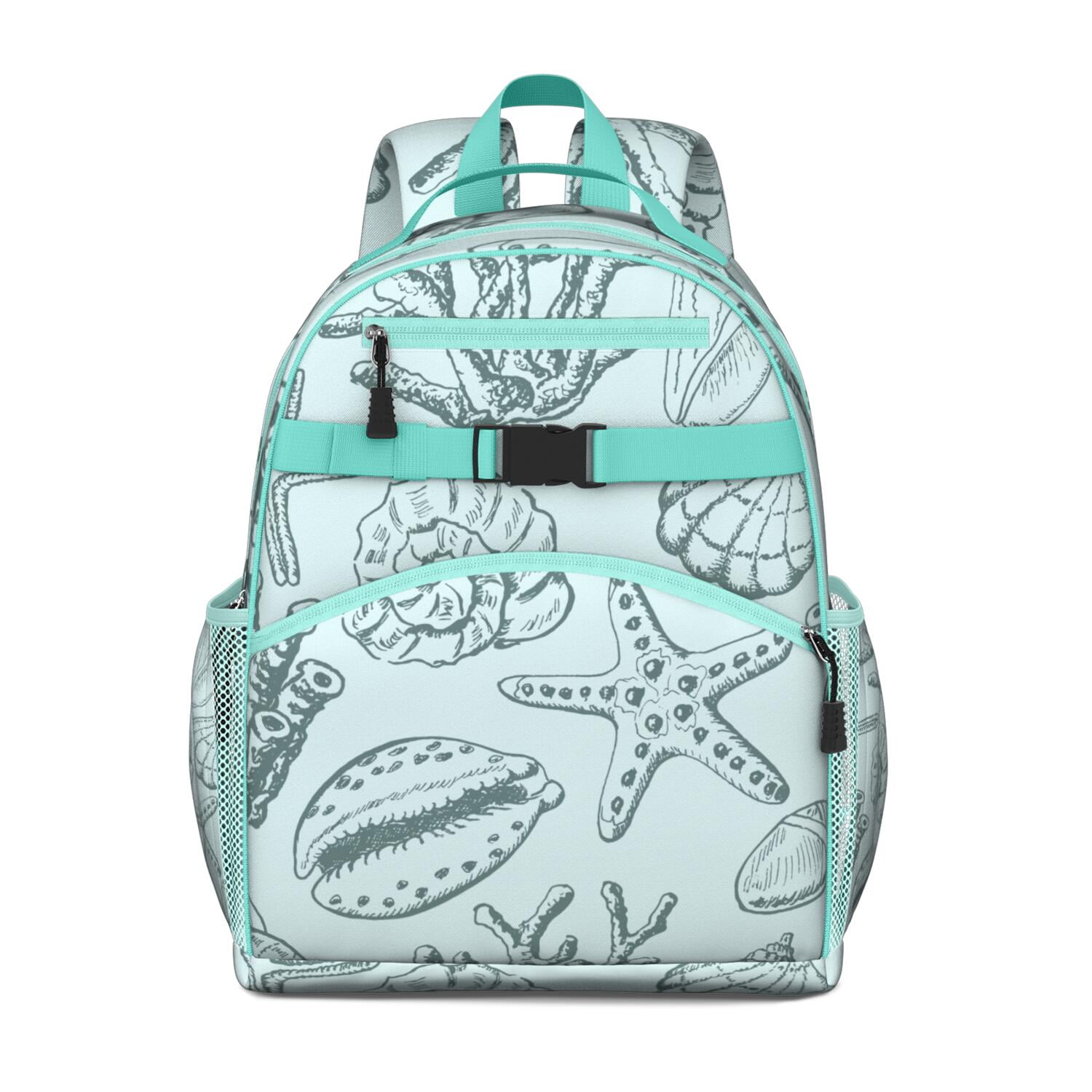 Seashells and Seahorse Students Backpack with Starfish, Fish, Ocean ...