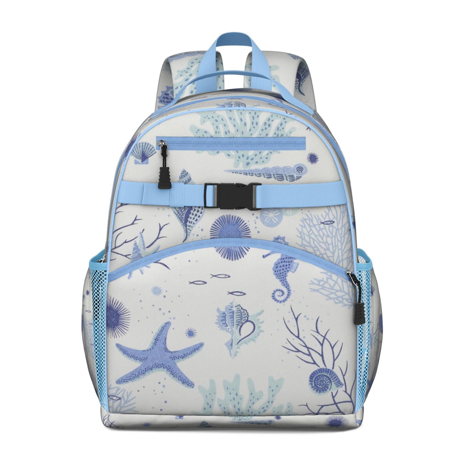 Seashells and Seahorse Students Backpack with Starfish, Fish, Ocean ...
