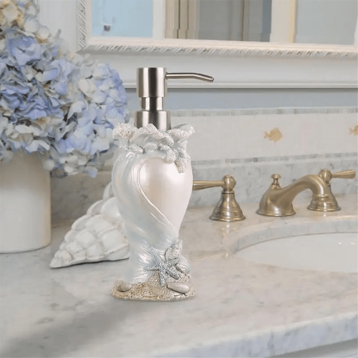 Seashells Soap Dispenser 14oz Seashells Design Soap Dispenser Soap Pump ...