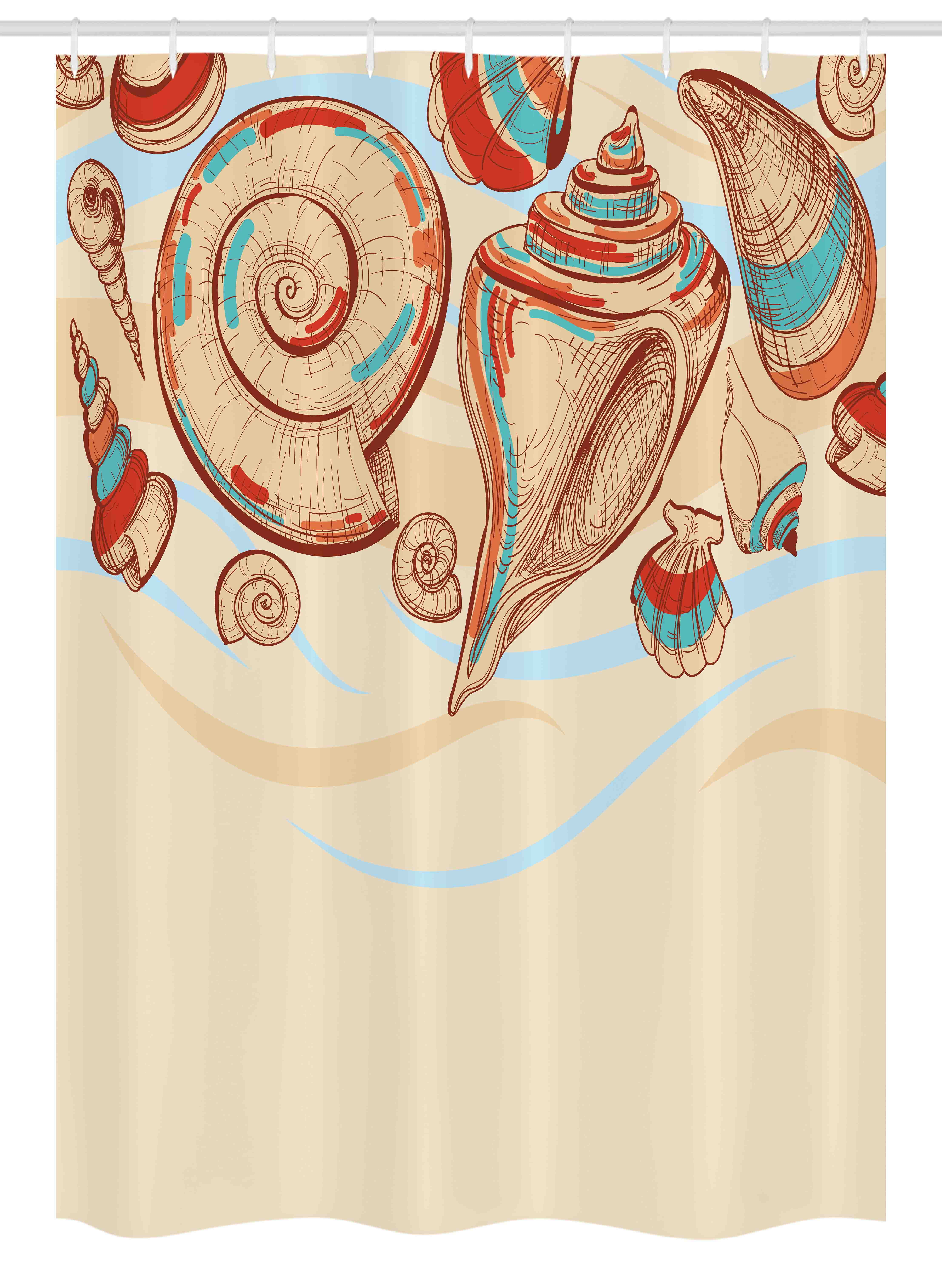Seashells Stall Shower Curtain, Pastel Colored Macro Seashells Picked ...