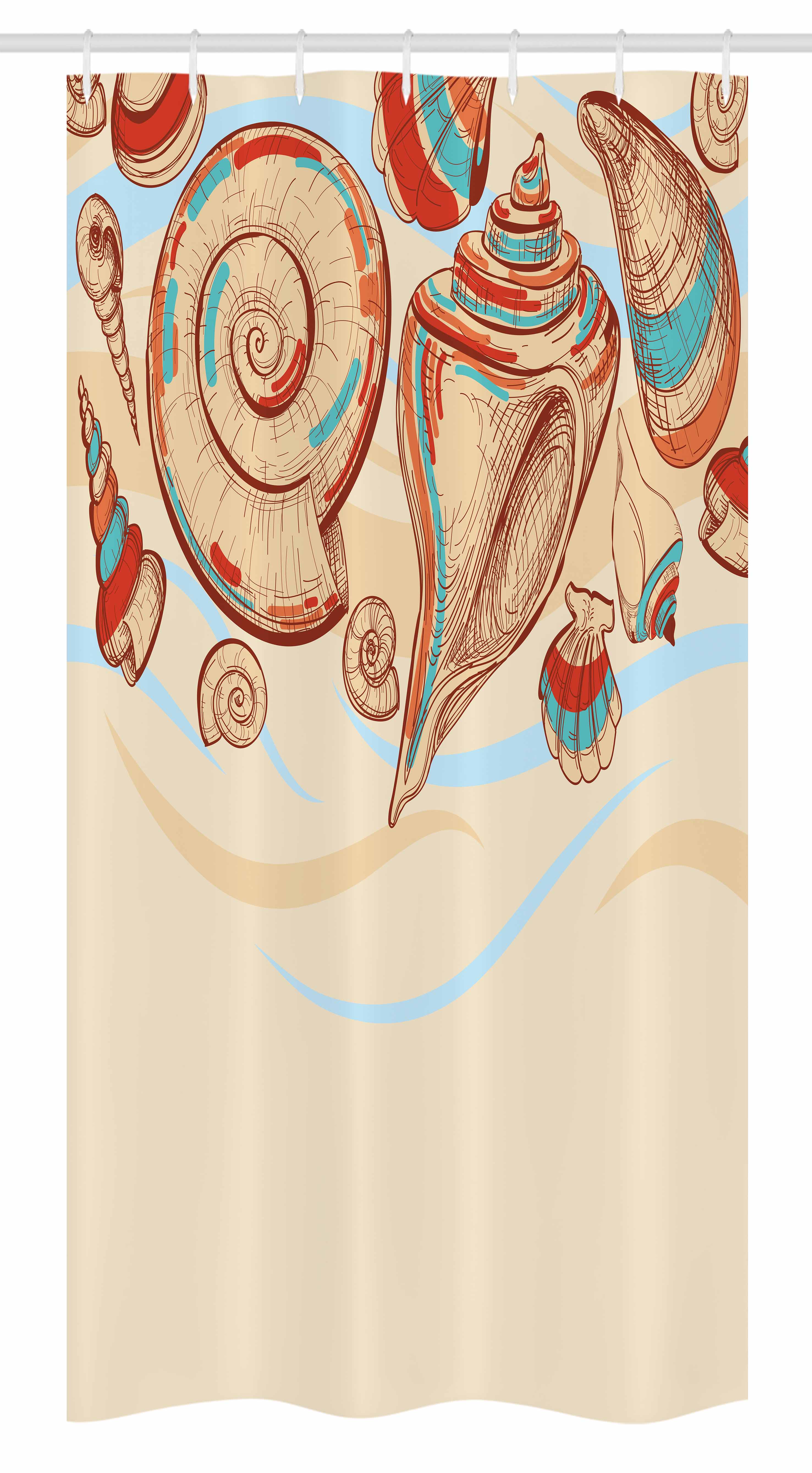 Seashells Stall Shower Curtain, Pastel Colored Macro Seashells Picked ...