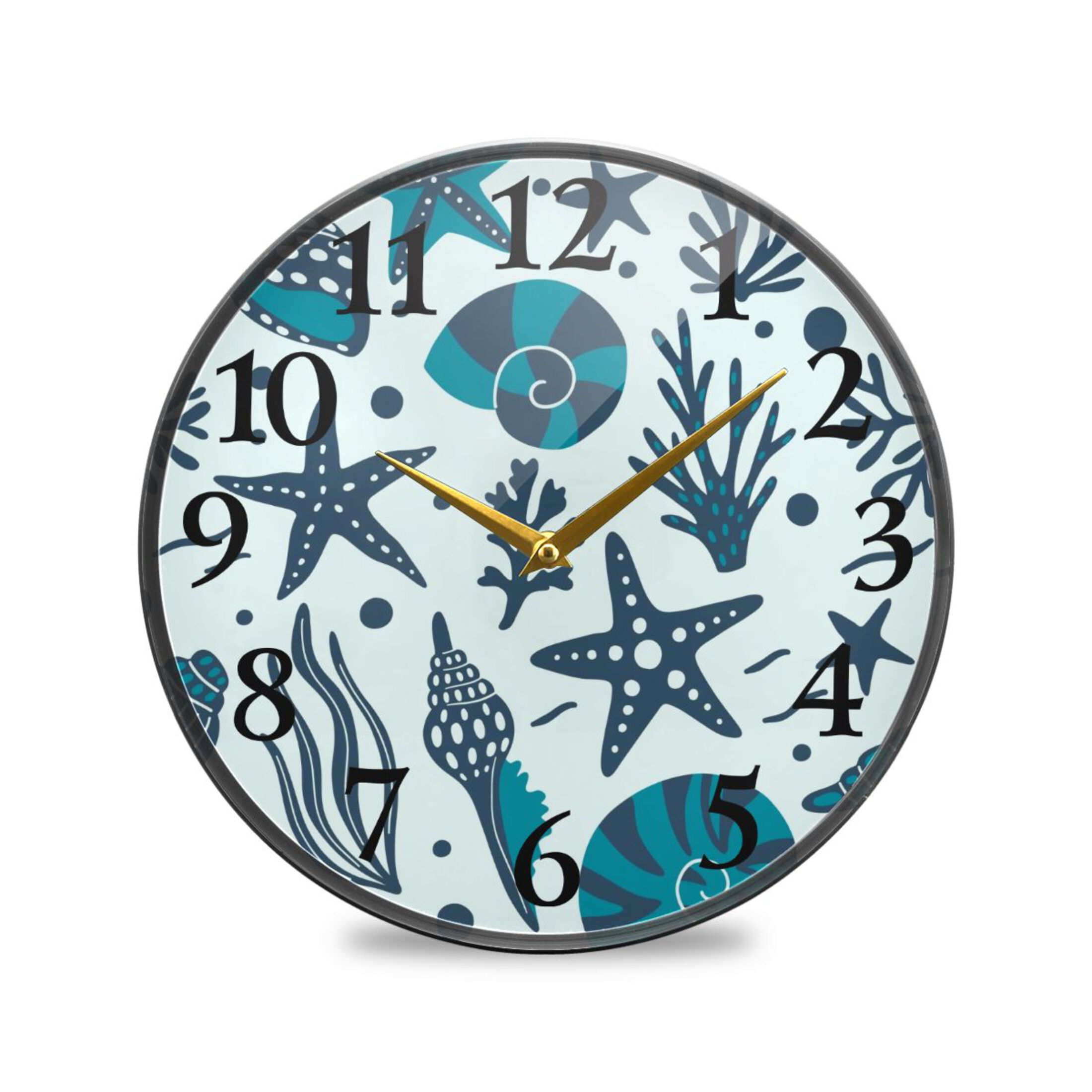 Seashells Starfish Corals Seaweeds Wall Clocks Battery Operated 11.9 ...