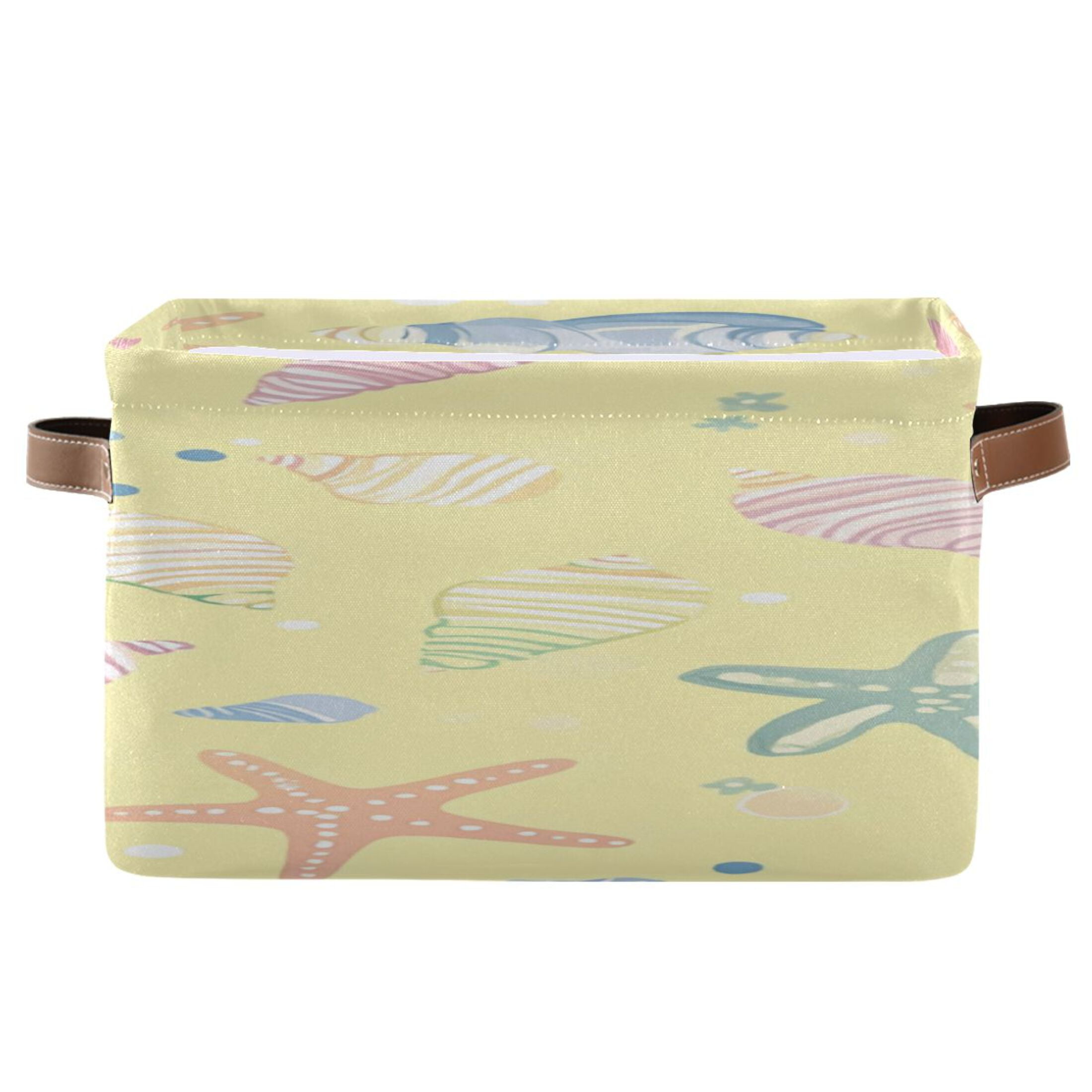 Seashells Starfish Pattern Dreamy Colored Square Storage Bins with ...