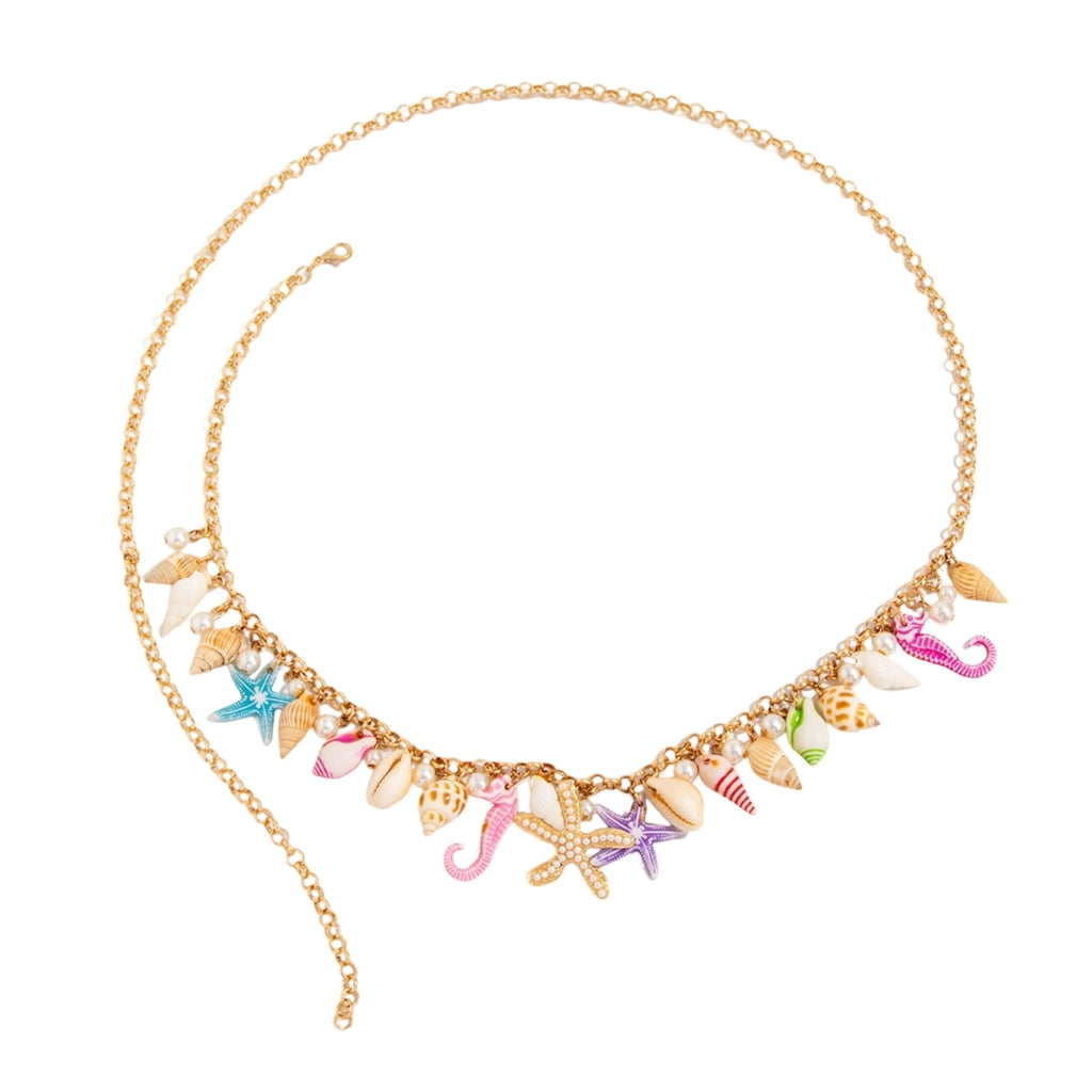 Seashells Starfishes Belly Chain Adjustable Length Coastal Styles ...