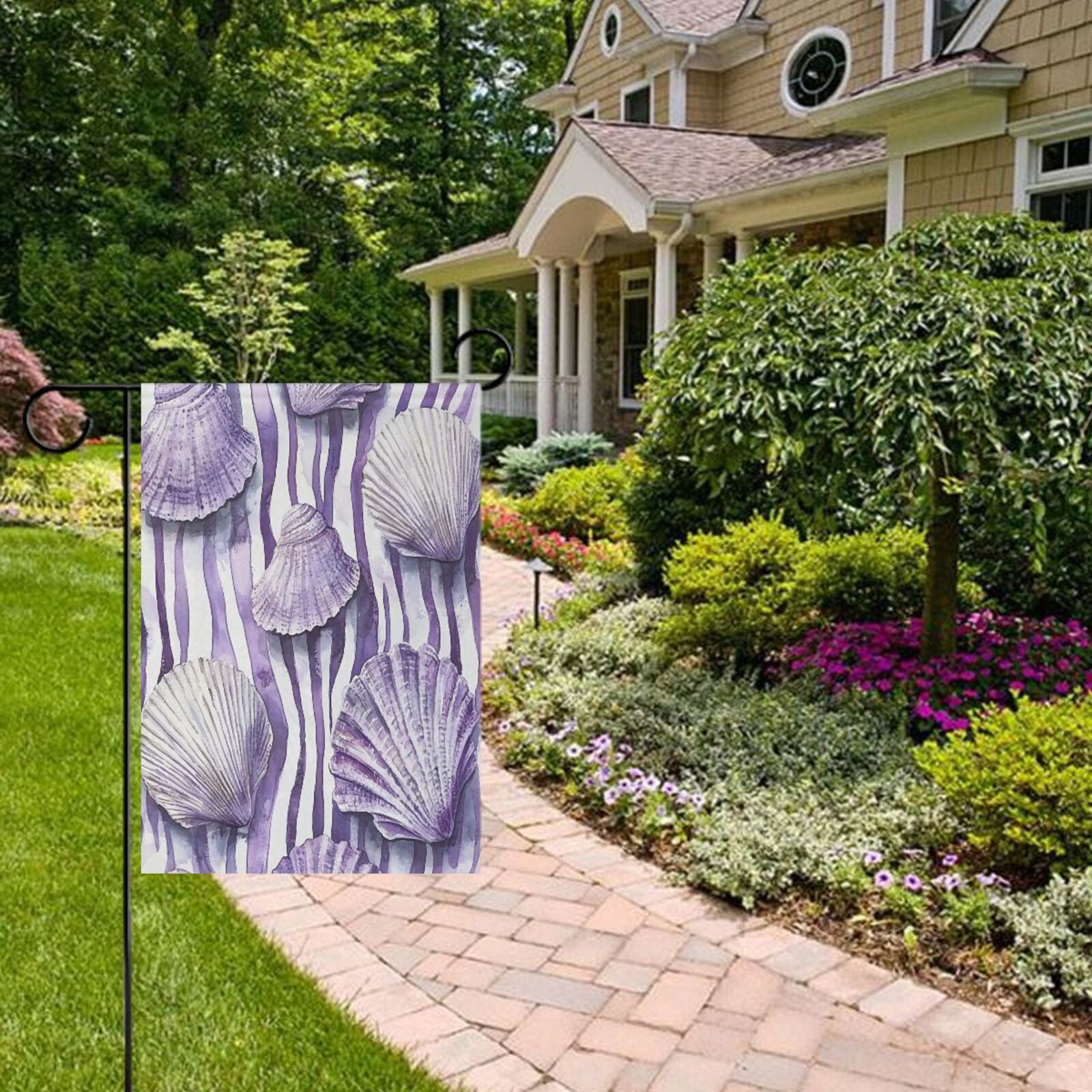 Seashells Striped Garden Flag Double Sided 12 x 18 Inch Outside Yard ...