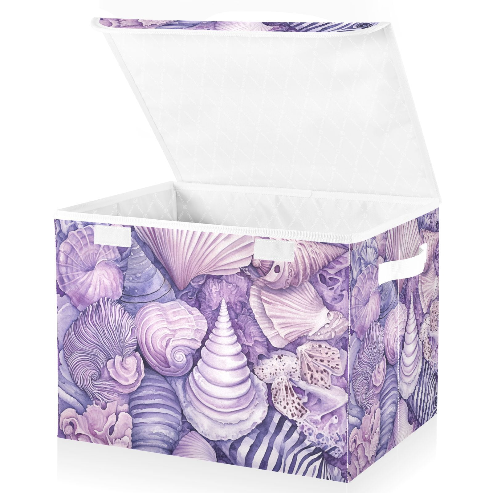 Seashells Stripes Storage Basket for Shelves Foldable Container ...