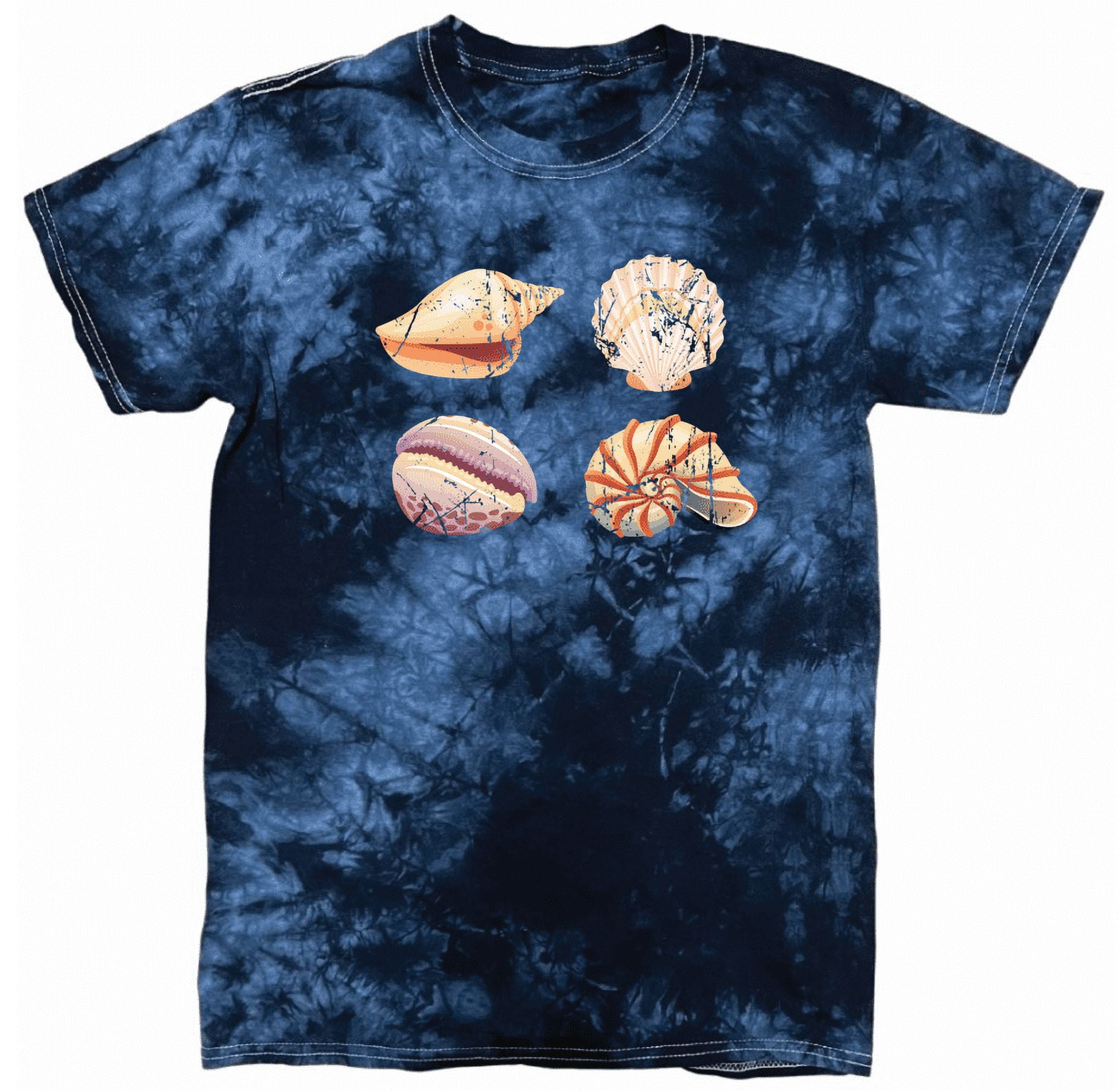 Seashells T-Shirt Types of Sea Shells Distressed Tie Dye Tee - Walmart.com