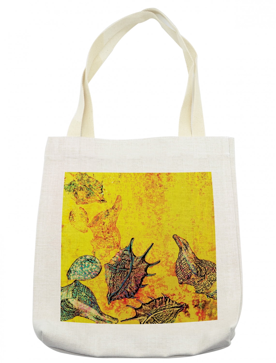 Seashells Tote Bag, Faded Style Distressed Backdrop with Seashells Underwater Marine Theme ...