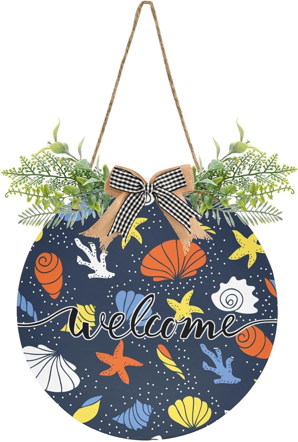 Seashells Welcome Sign Farmhouse Front Porch Door Hanging Welcome ...