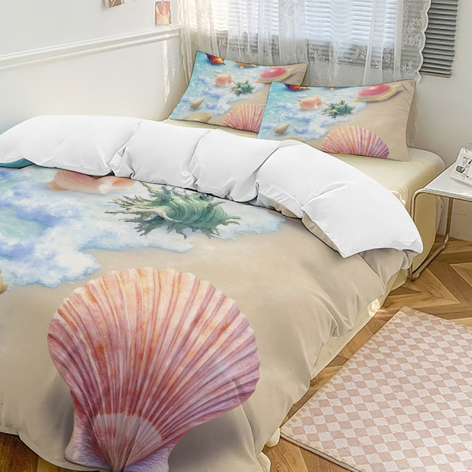 Seashells on Sandy Beach 3D Duvet Cover Set Quilt Cover Theme of ...