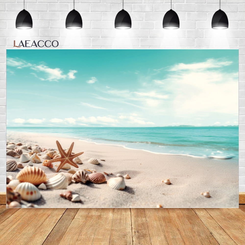 Seaside Beach Backdrop StarConch Mussel Shells Shell Pure White ...