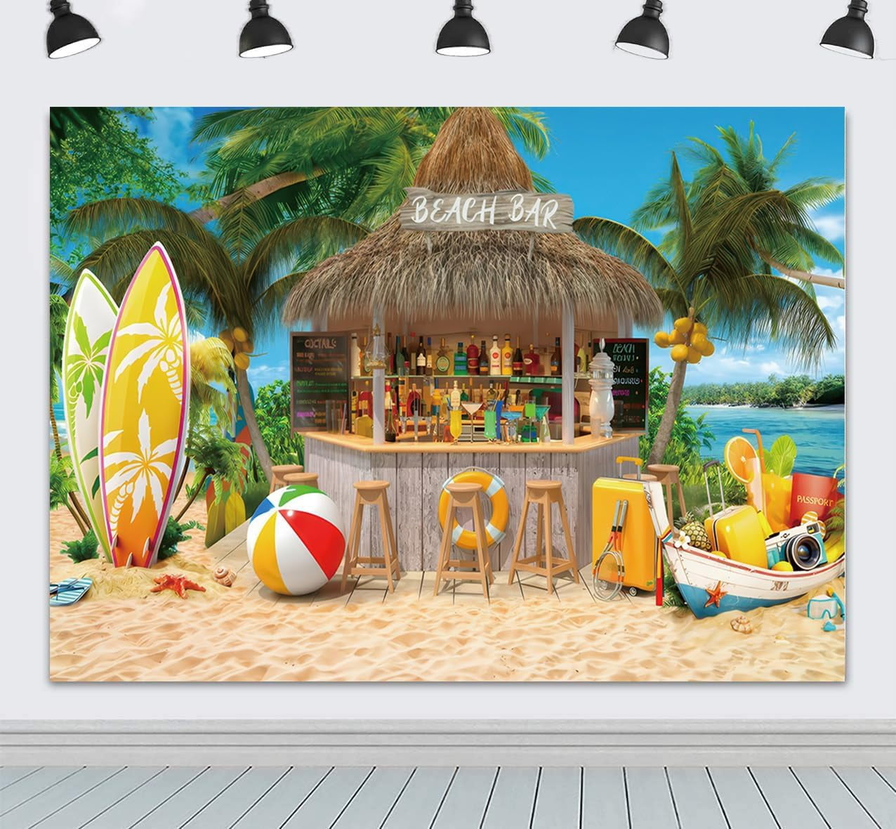 Seaside Beach Backdrop Summer Vacation Theme Sand Beach Bar Photography ...