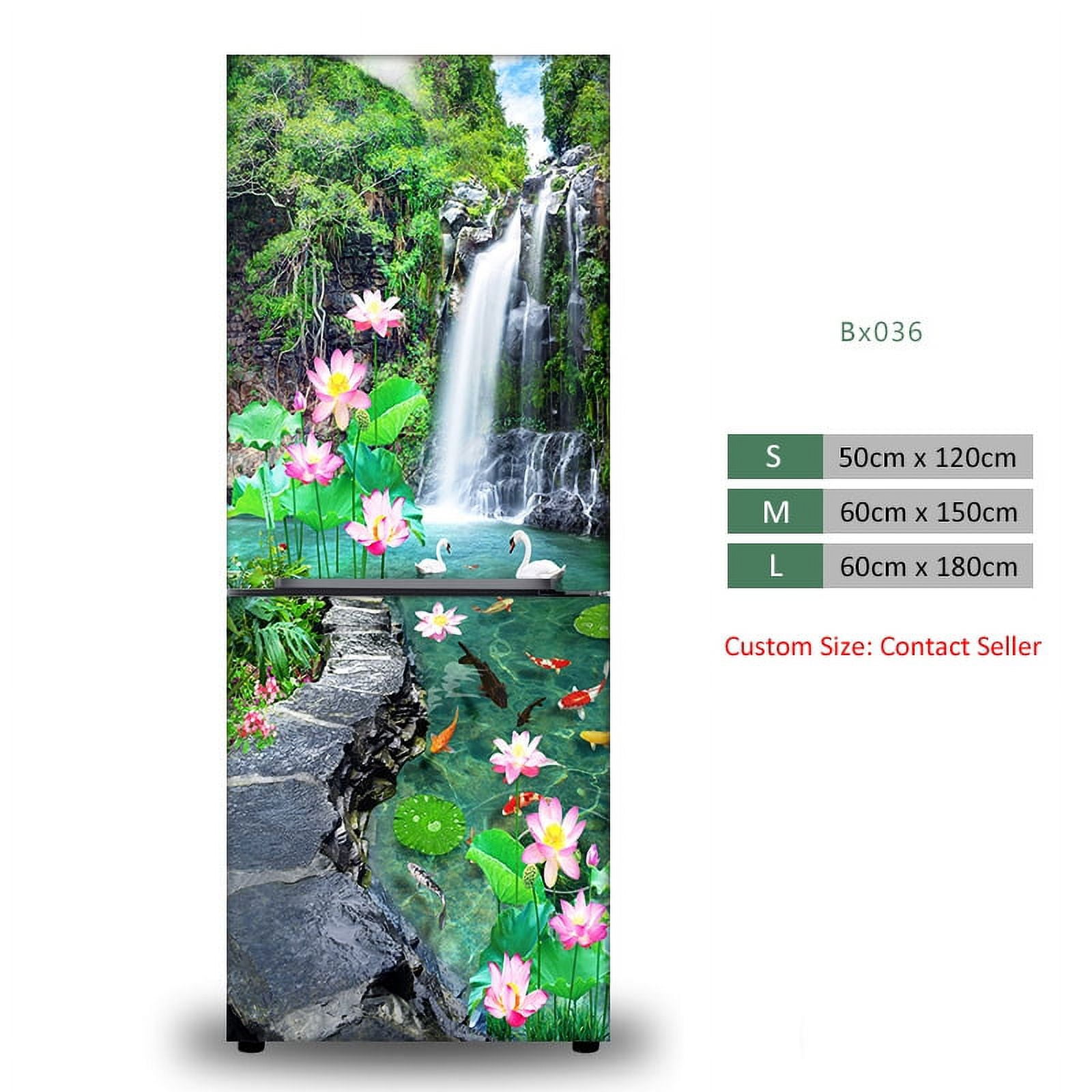Seaside Beach Fridge Sticker Full Door Cover Self Adhesive Forest ...