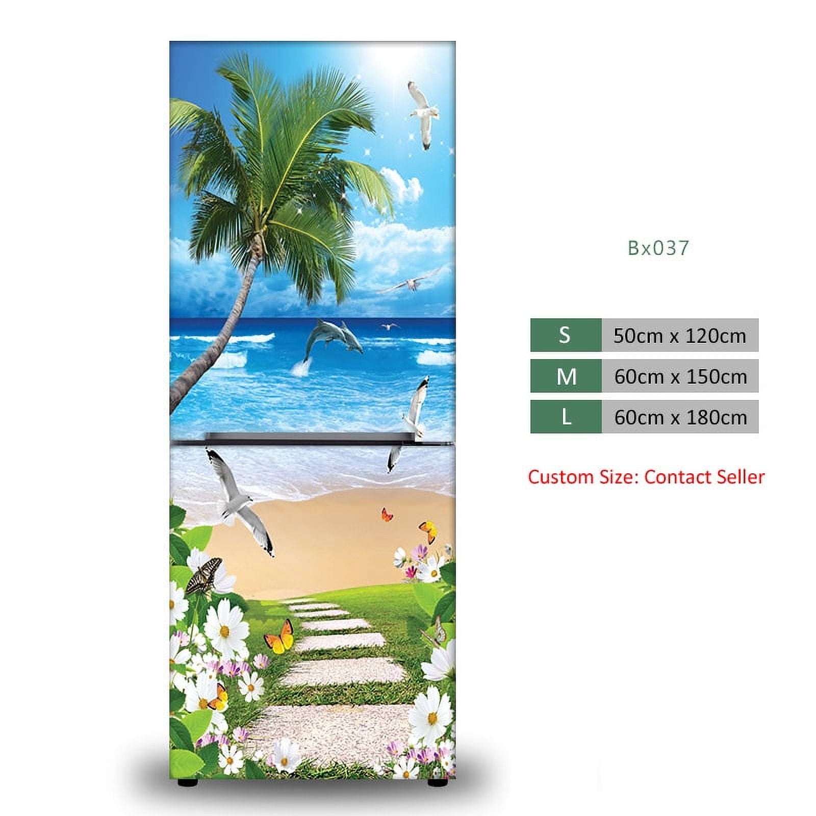 Seaside Beach Fridge Sticker Full Door Cover Self Adhesive Forest ...