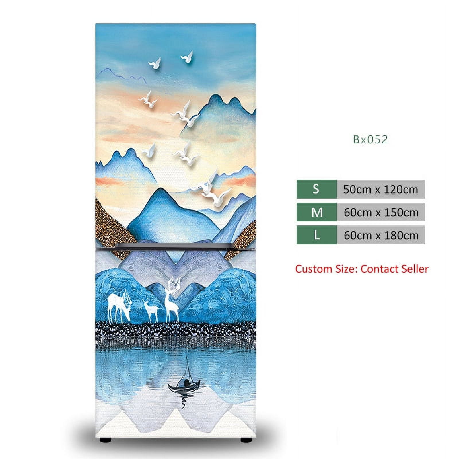 Seaside Beach Fridge Sticker Full Door Cover Self Adhesive Forest ...