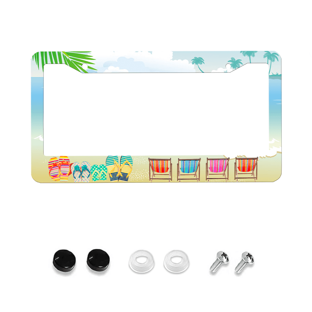 Seaside Beach License Plate Frame, Slipper License Plate Frame ...