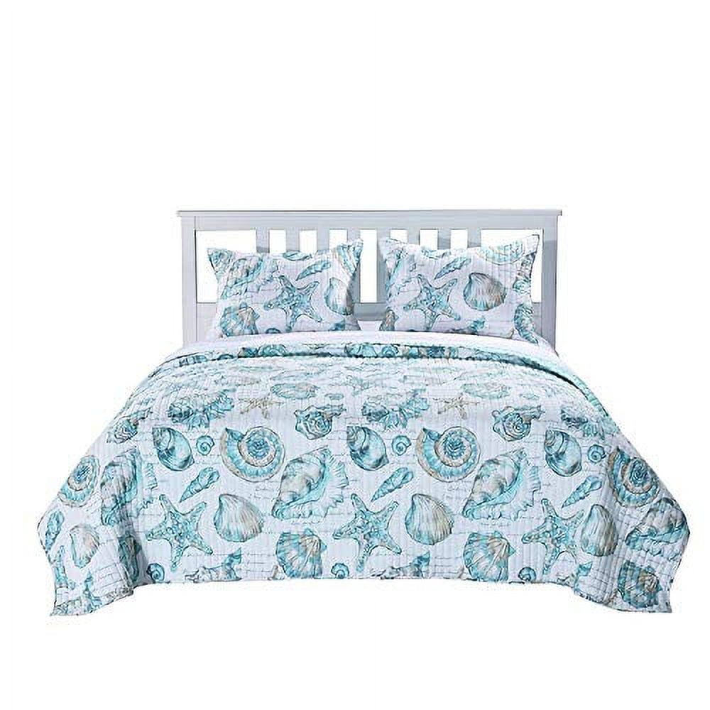 Seaside Beach Seashell Coastal Print Bedding Luxury Soft Brushed ...